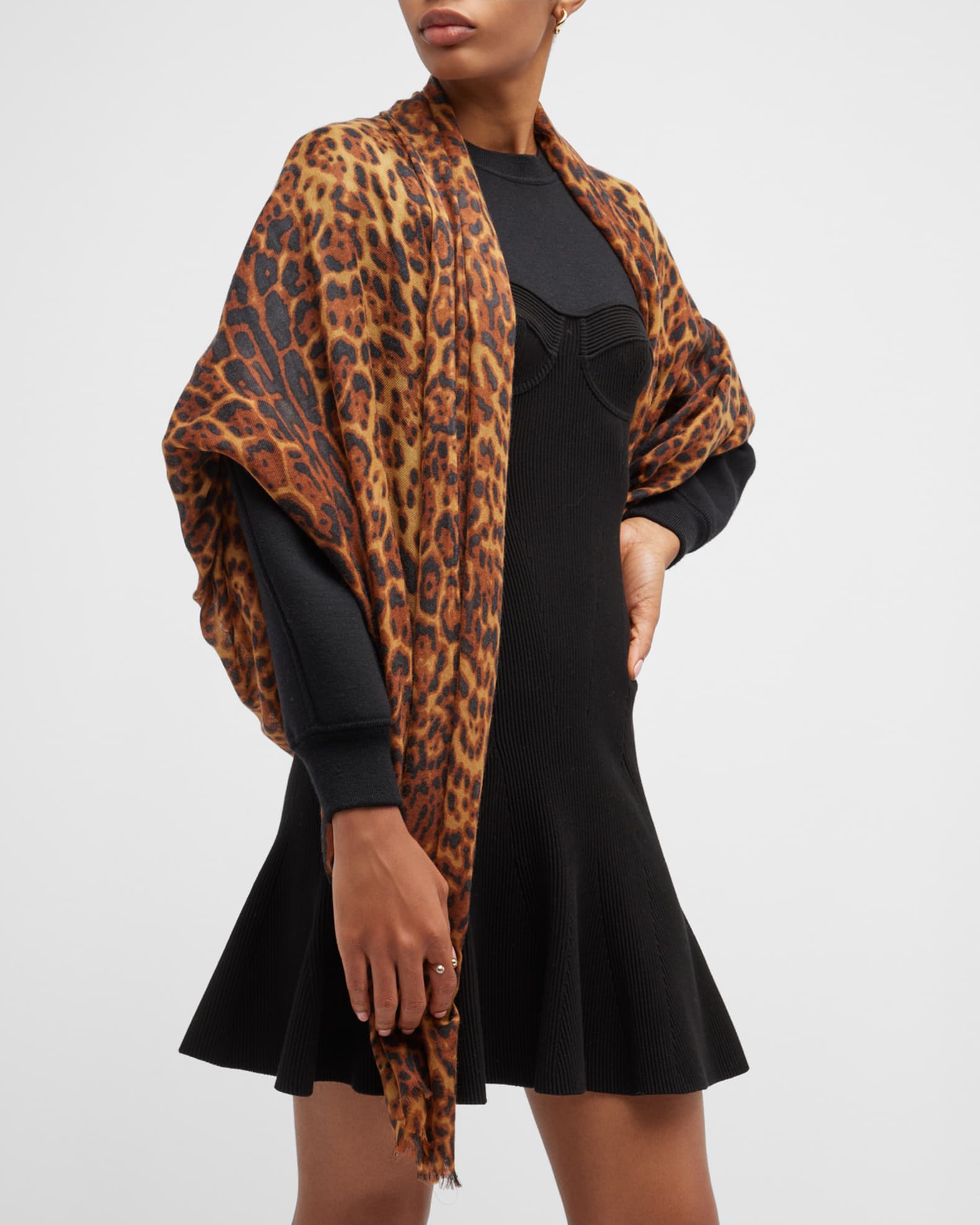 Sofia Cashmere Lightweight Cashmere Leopard-Print Scarf | Neiman Marcus