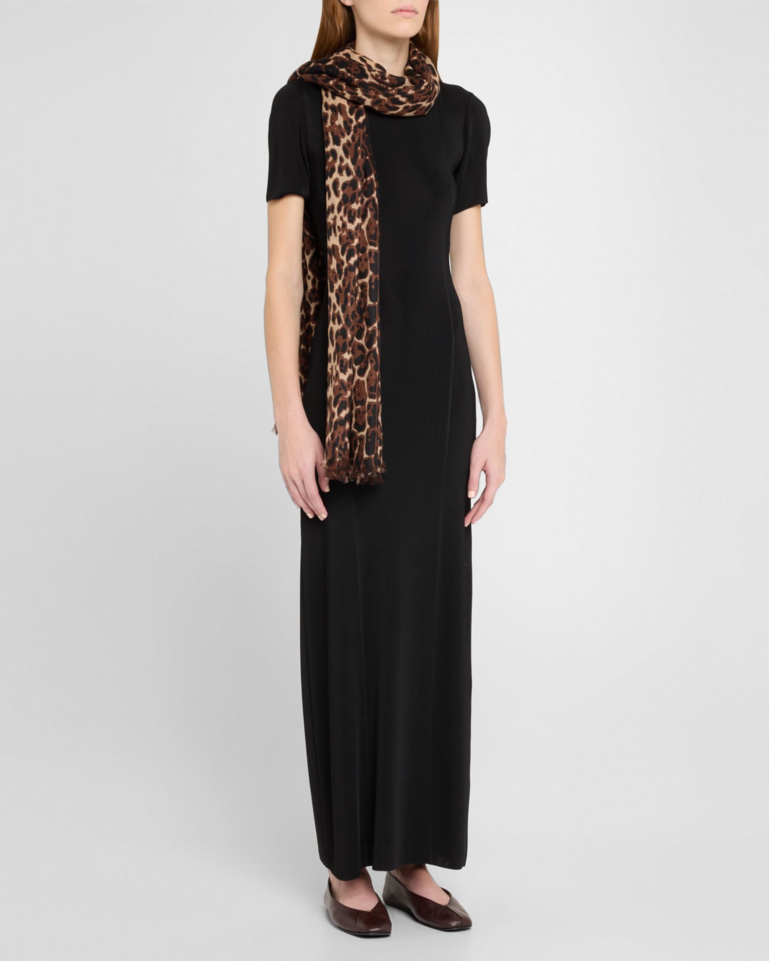 Sofia Cashmere Lightweight Cashmere Leopard-Print Scarf | Neiman Marcus