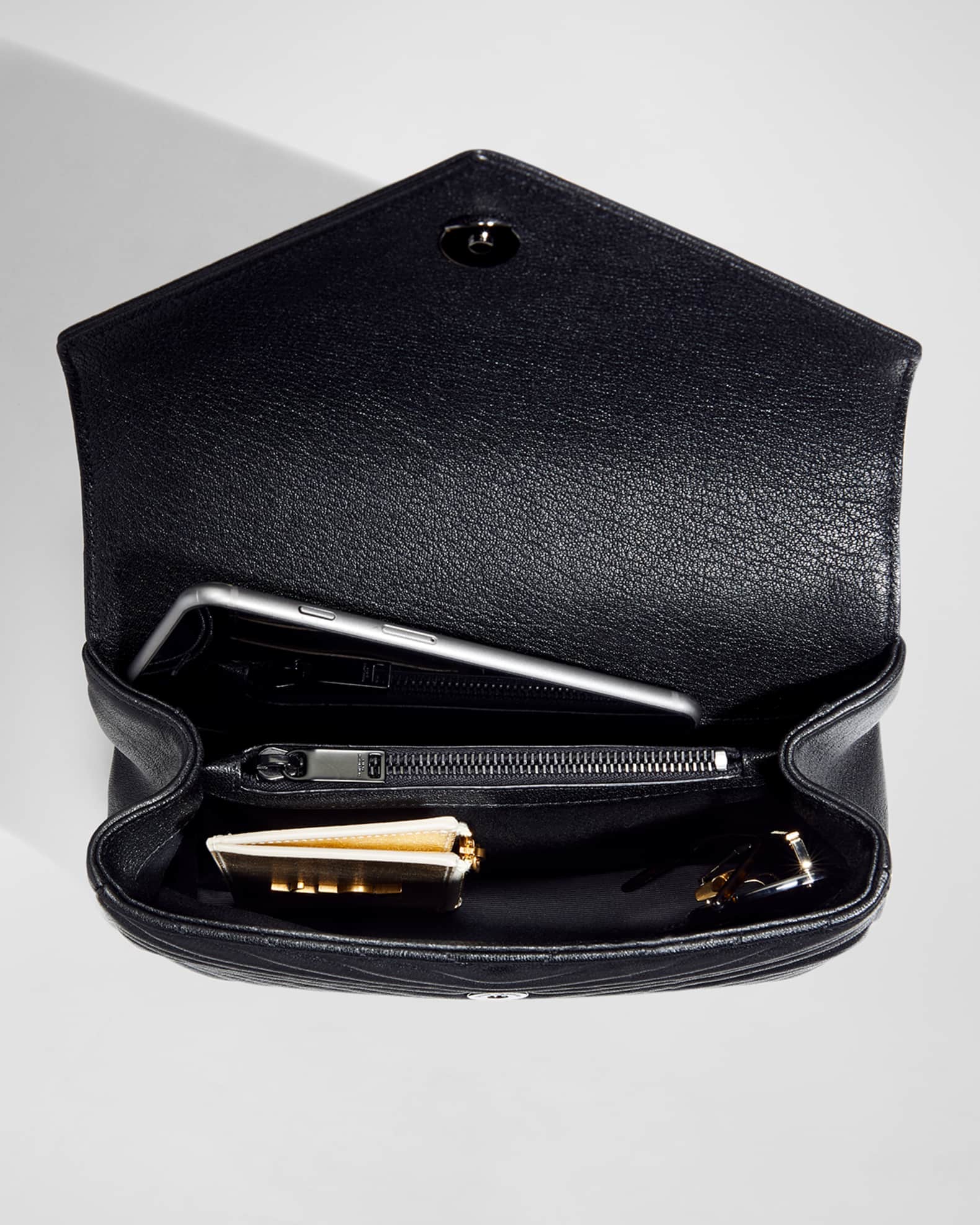 Saint Laurent College Medium Flap YSL Shoulder Bag in Quilted Leather ...