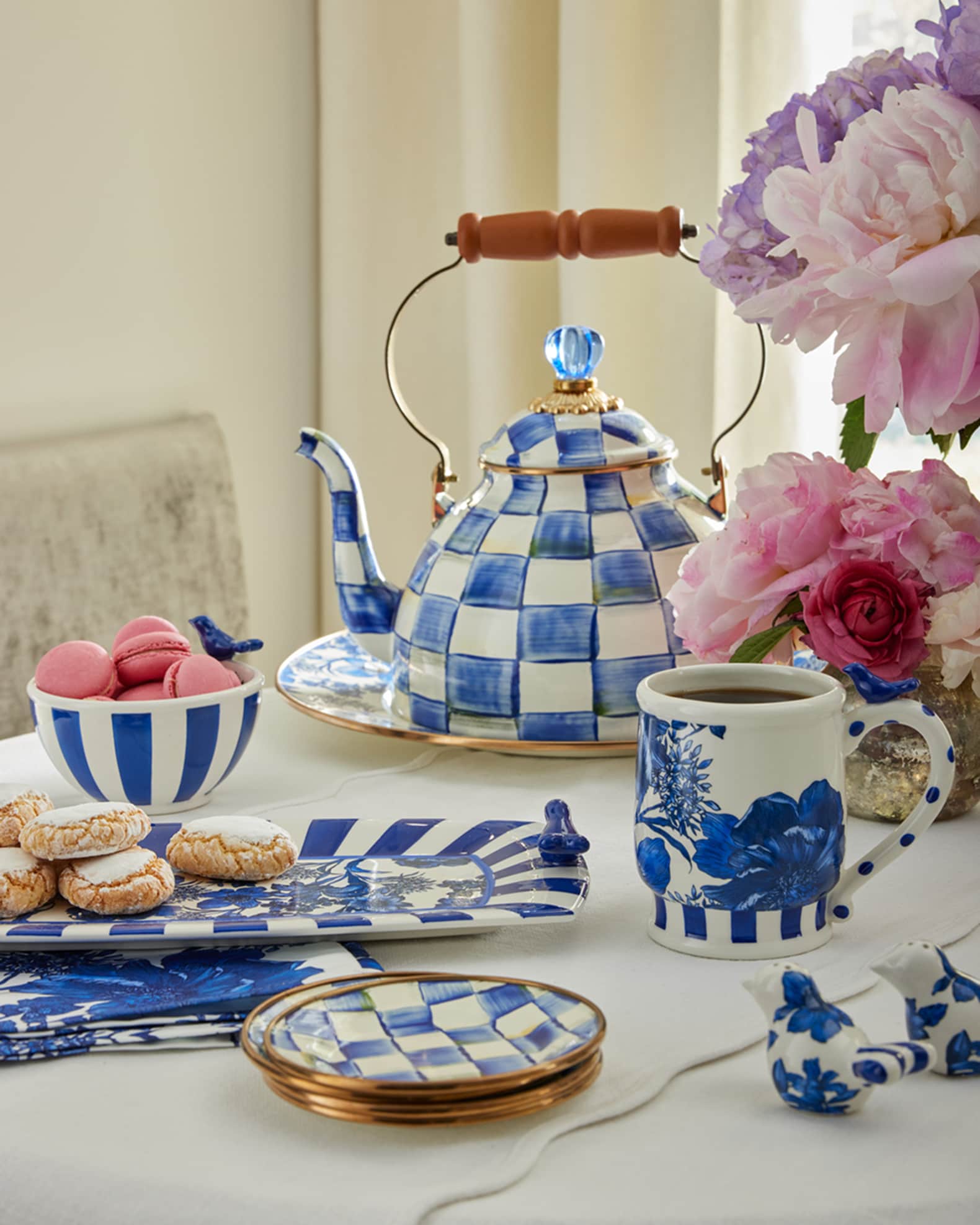 MacKenzie-Childs Royal Check 3-Quart Tea Kettle | Neiman Marcus