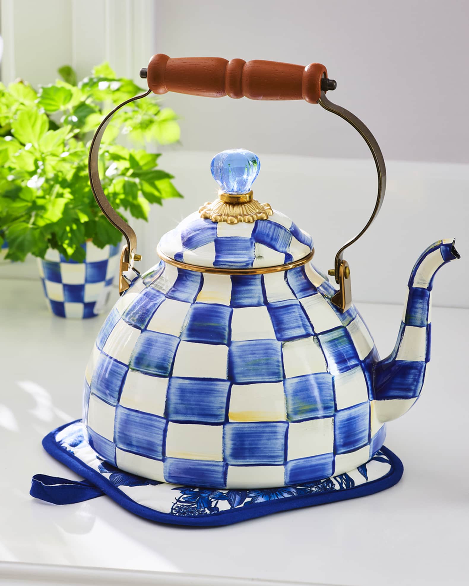 MacKenzie-Childs Royal Check 3-Quart Tea Kettle | Neiman Marcus