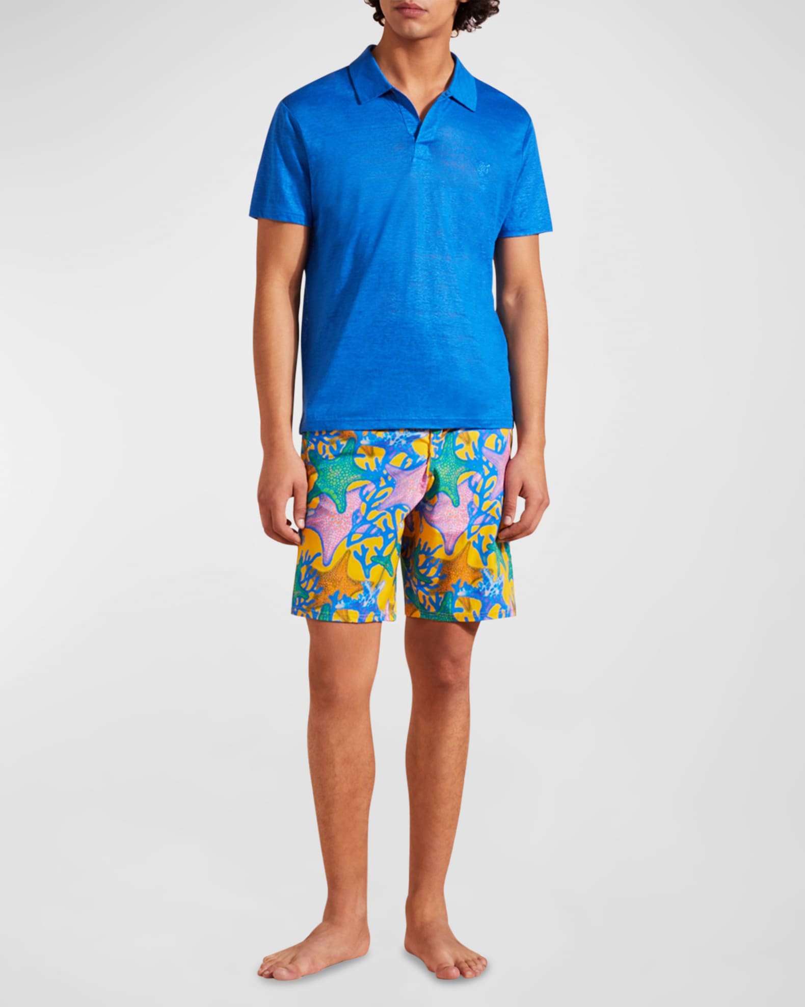 Vilebrequin Men's Pyramid Linen Polo Shirt | Neiman Marcus