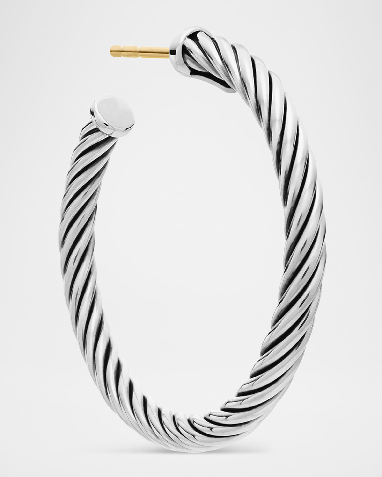 David Yurman Sculpted Cable Hoop Earrings in Silver, 3mm, 1"L | Neiman ...