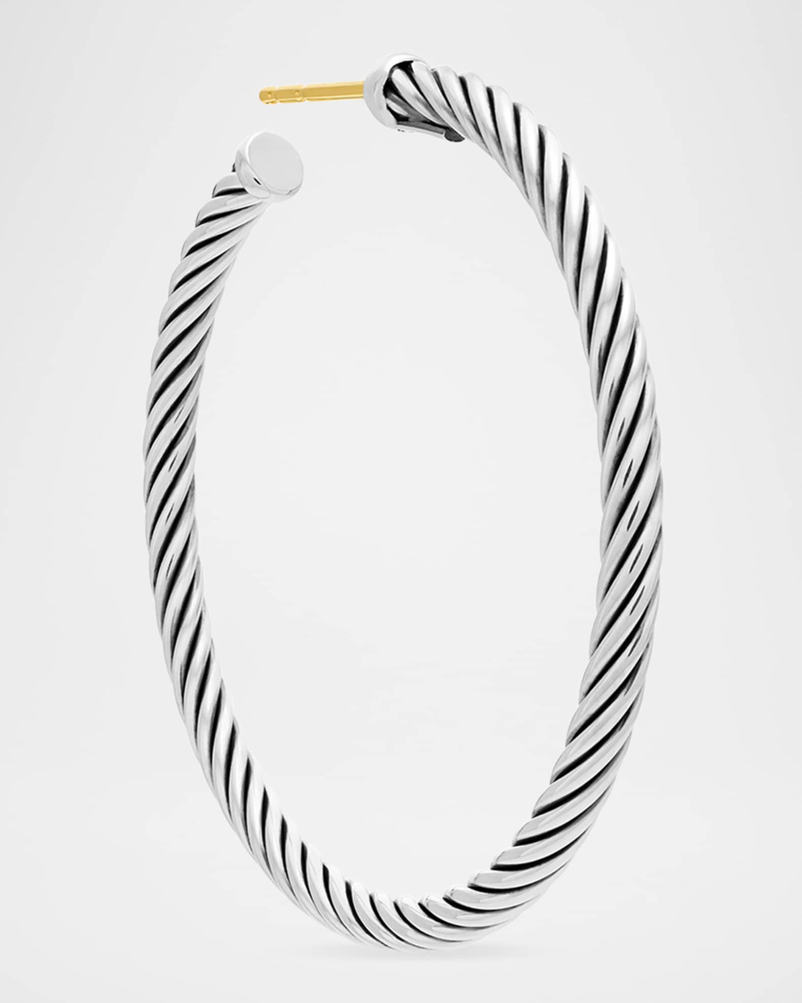 David Yurman Sculpted Cable Hoop Earrings in Silver, 3mm, 1.5"L ...