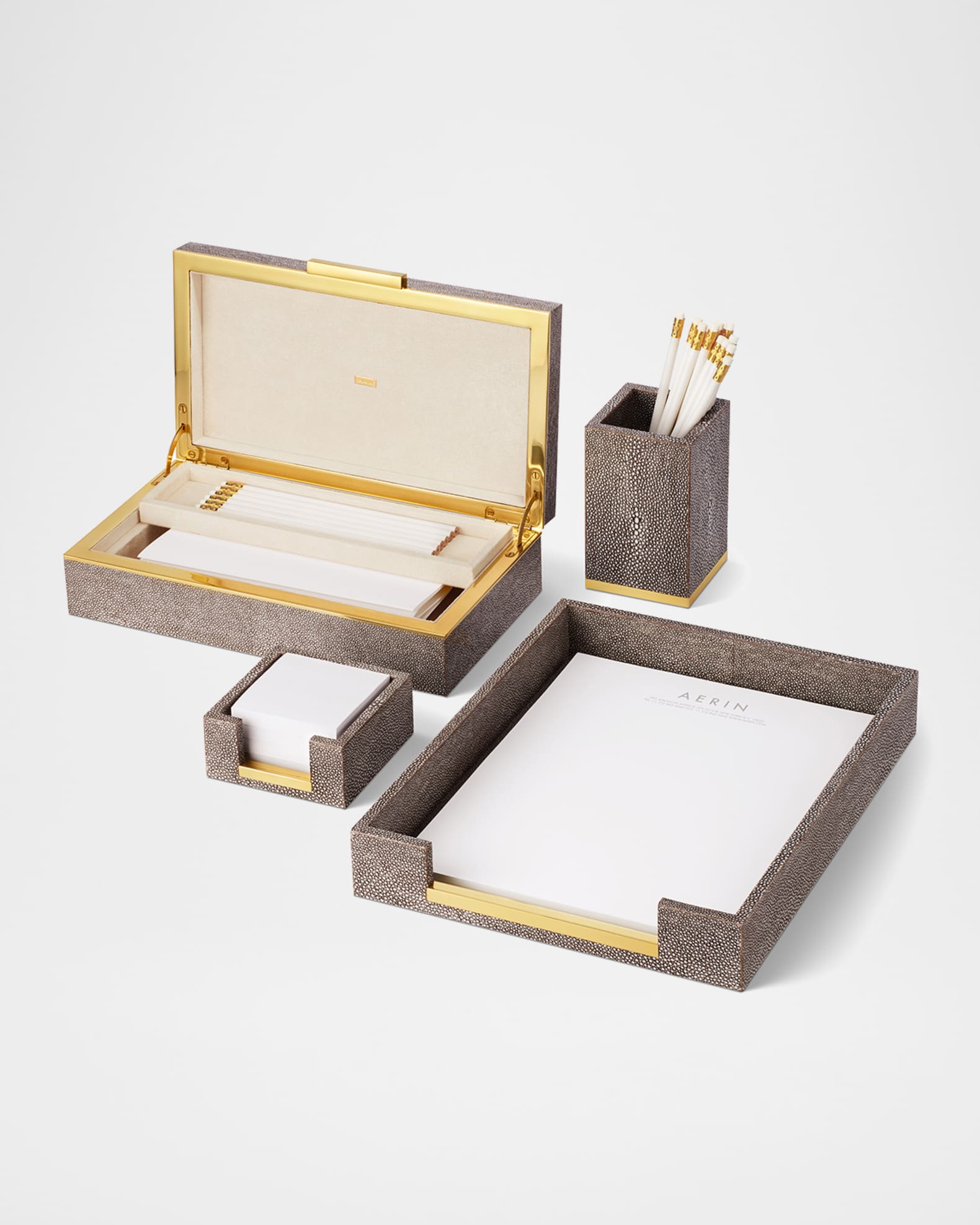 AERIN Faux Shagreen Paper Tray | Neiman Marcus