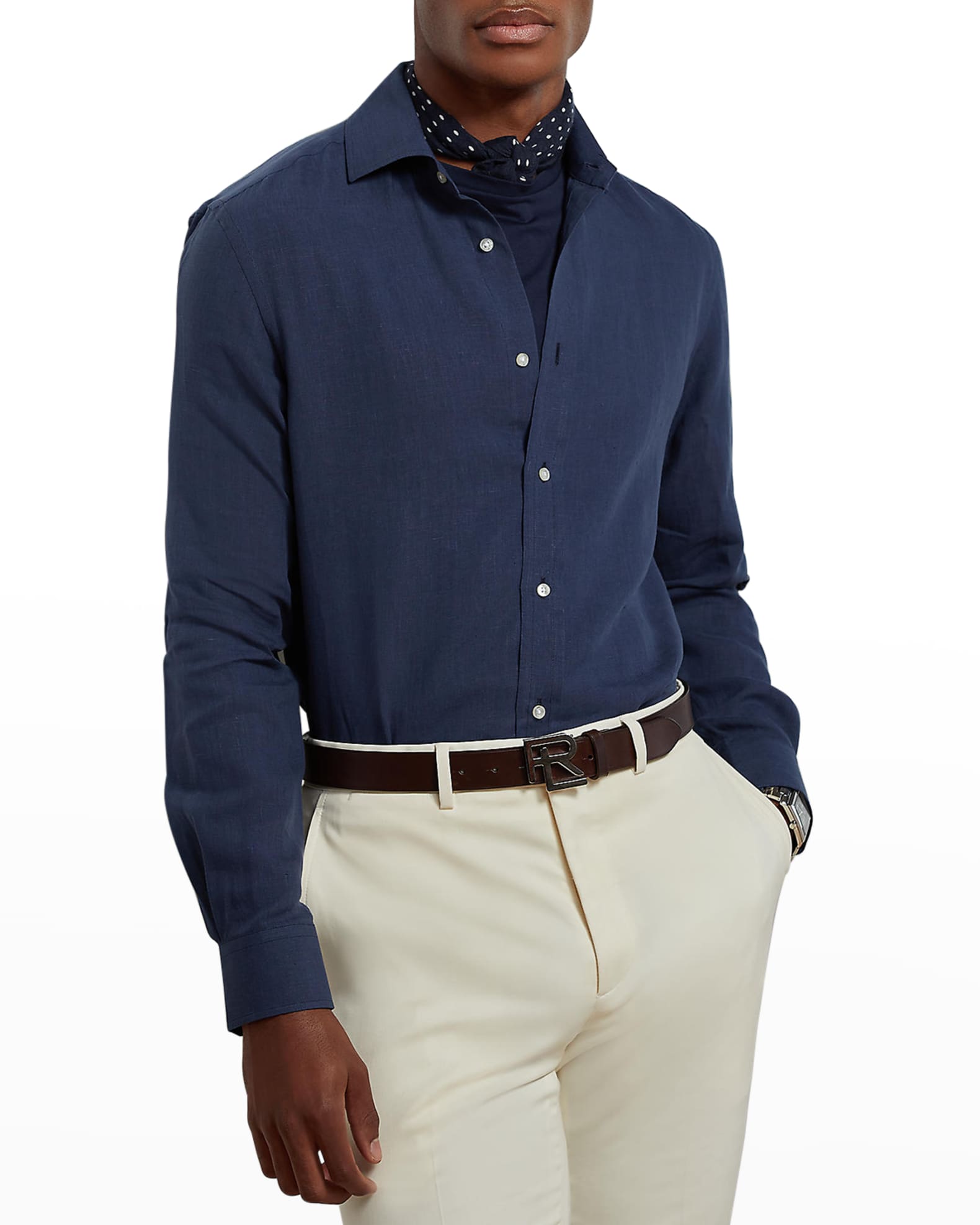 Ralph Lauren Purple Label Men's Serengeti Linen Sport Shirt | Neiman Marcus