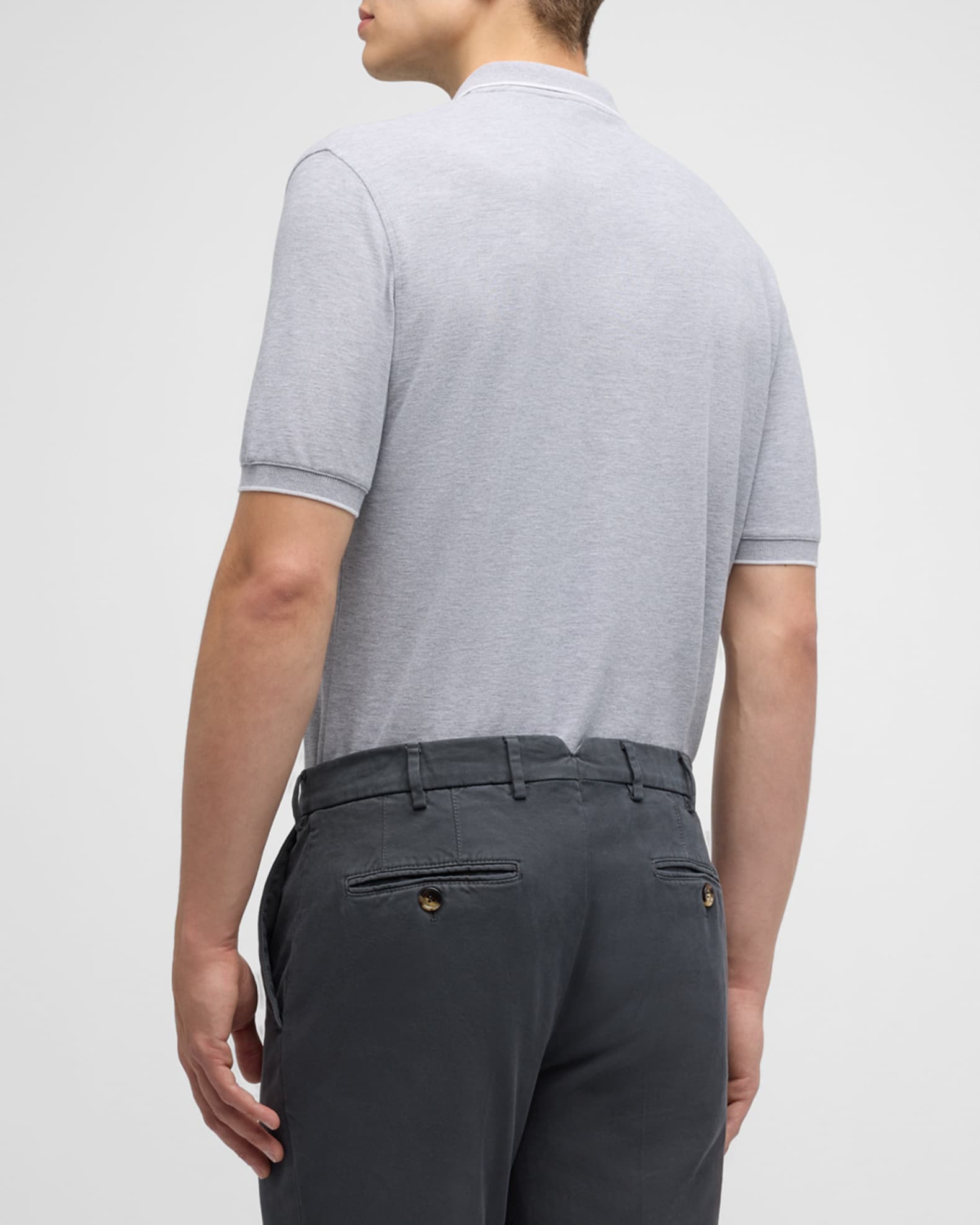 Brunello Cucinelli Men's Solid Pique Polo Shirt | Neiman Marcus