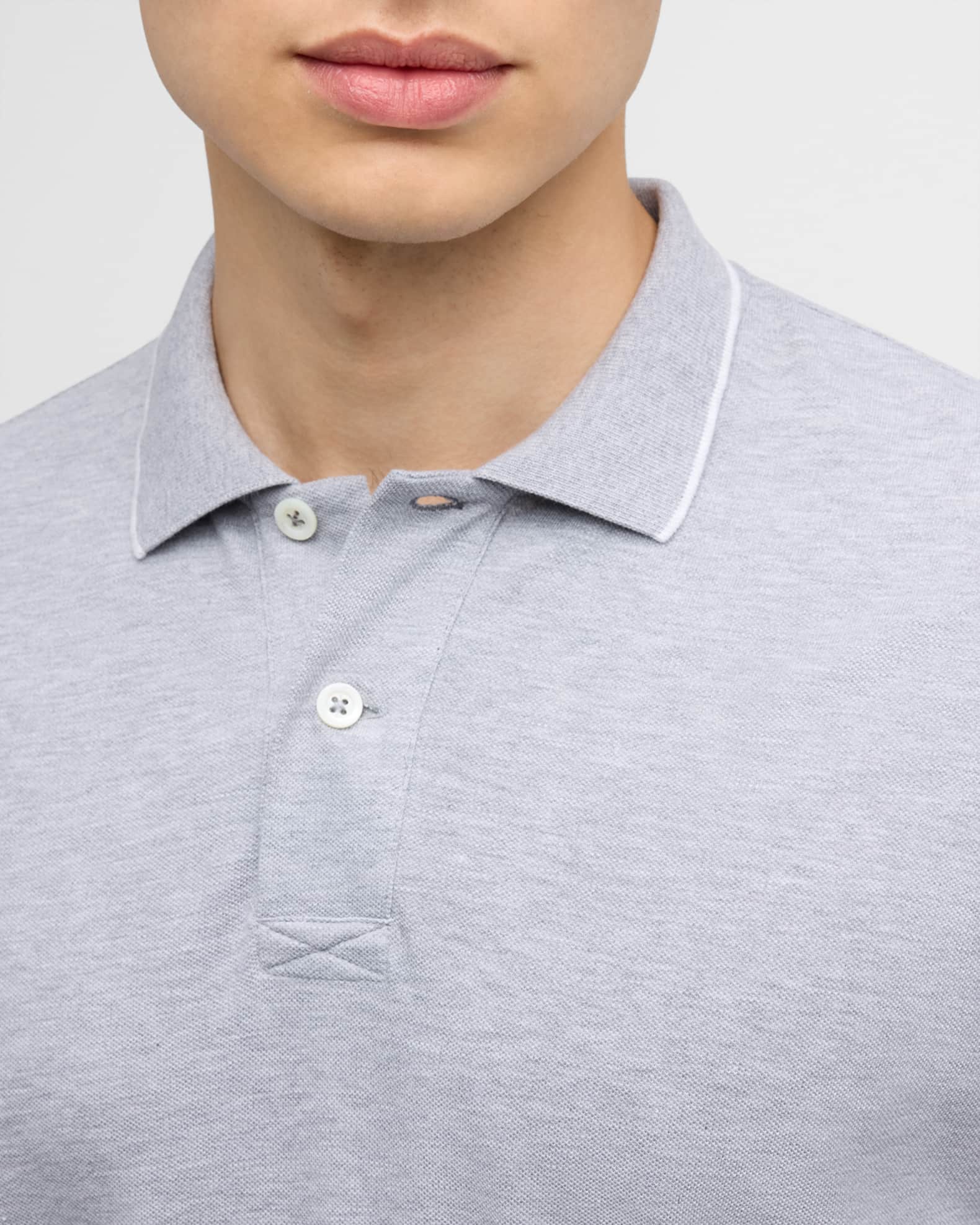 Brunello Cucinelli Men's Solid Pique Polo Shirt | Neiman Marcus