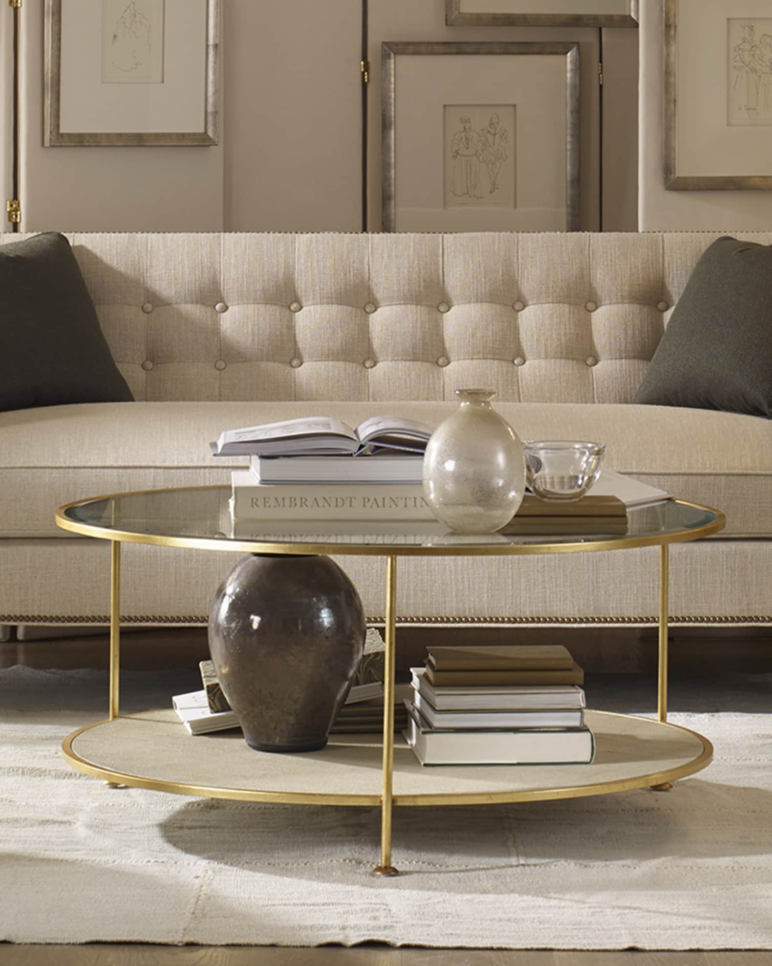 Century Furniture Adele Faux-Shagreen Glass Top Coffee Table | Neiman ...