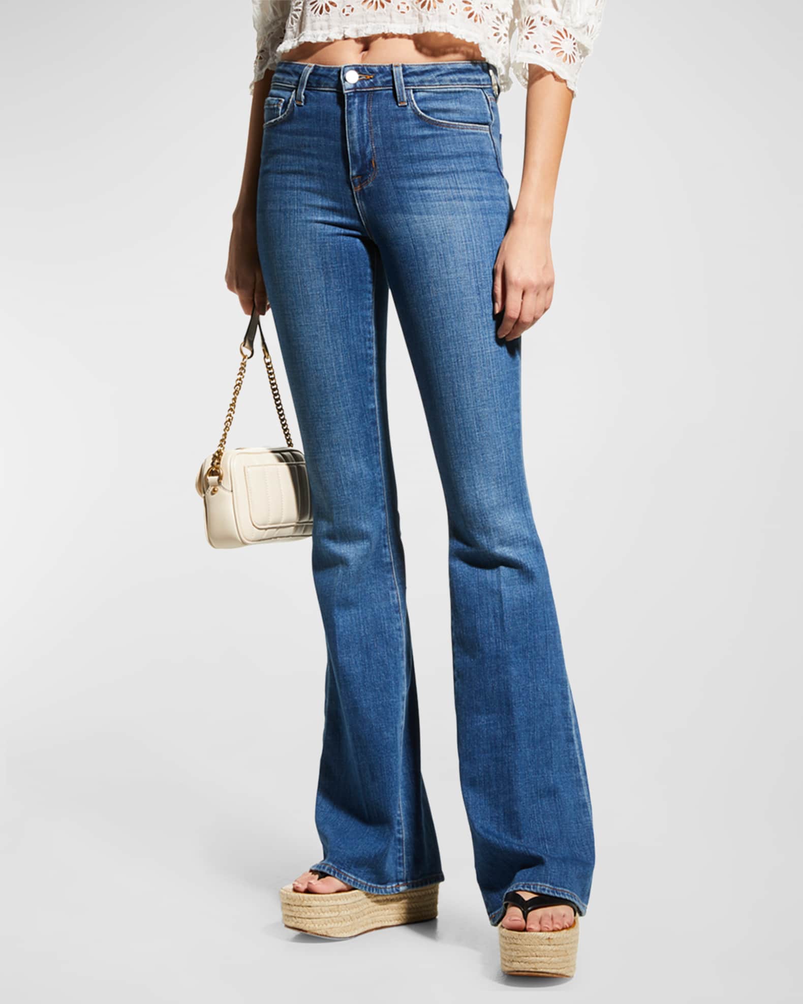 L'Agence Bell High-Rise Flare Jeans | Neiman Marcus