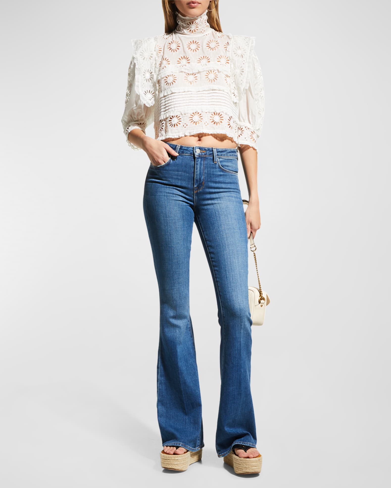 L'Agence Bell High-Rise Flare Jeans | Neiman Marcus