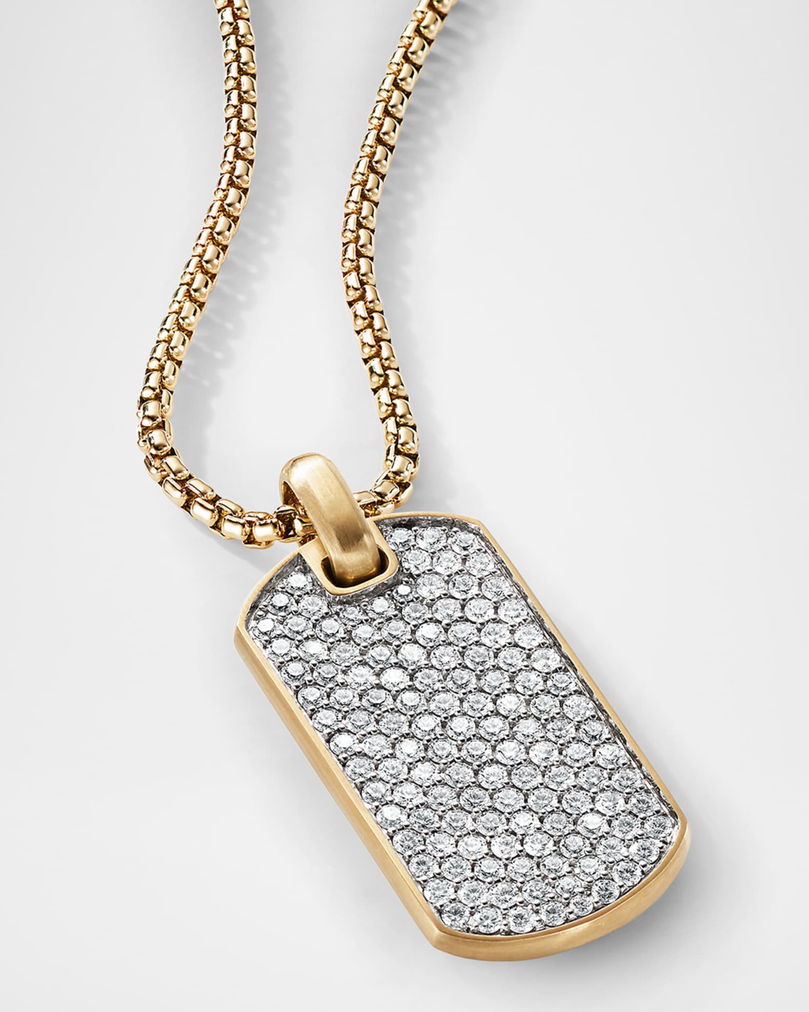 David Yurman Men's Chevron Tag Pendant in 18K Gold, 35mm | Neiman Marcus