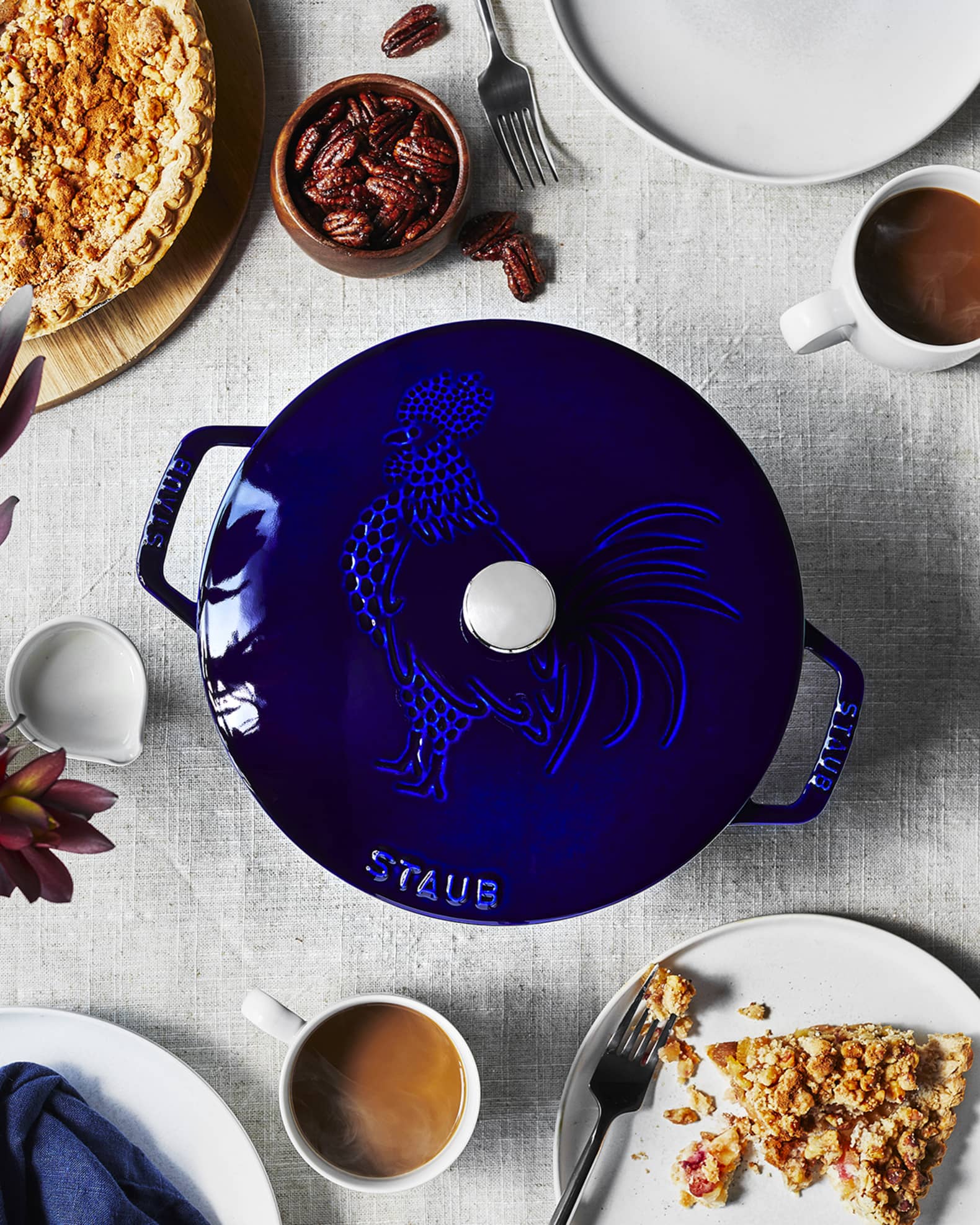 Staub 3.75-Qt. Essential French Oven Rooster with Lid, Dark Blue ...