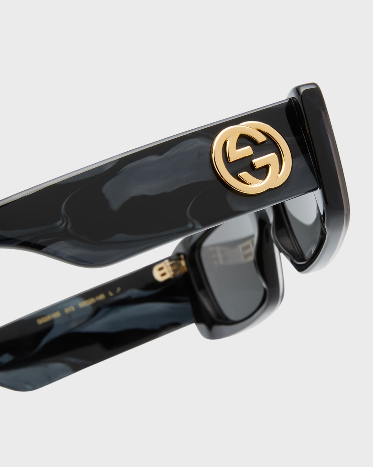 Gucci Monochromatic Rectangle Sunglasses w/ Interlocking G Temples ...