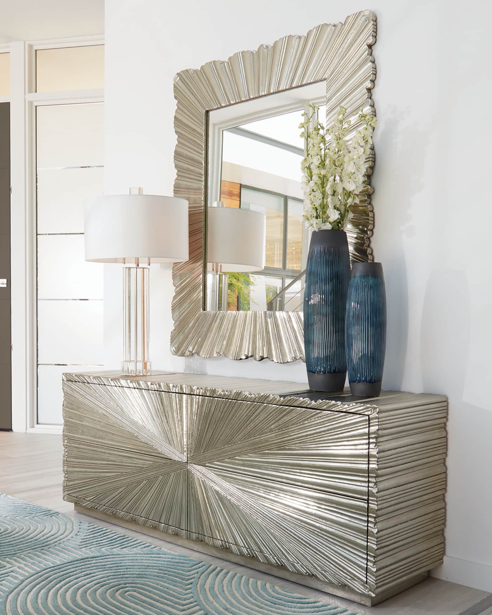 Global Views Large Linen Fold Mirror | Neiman Marcus