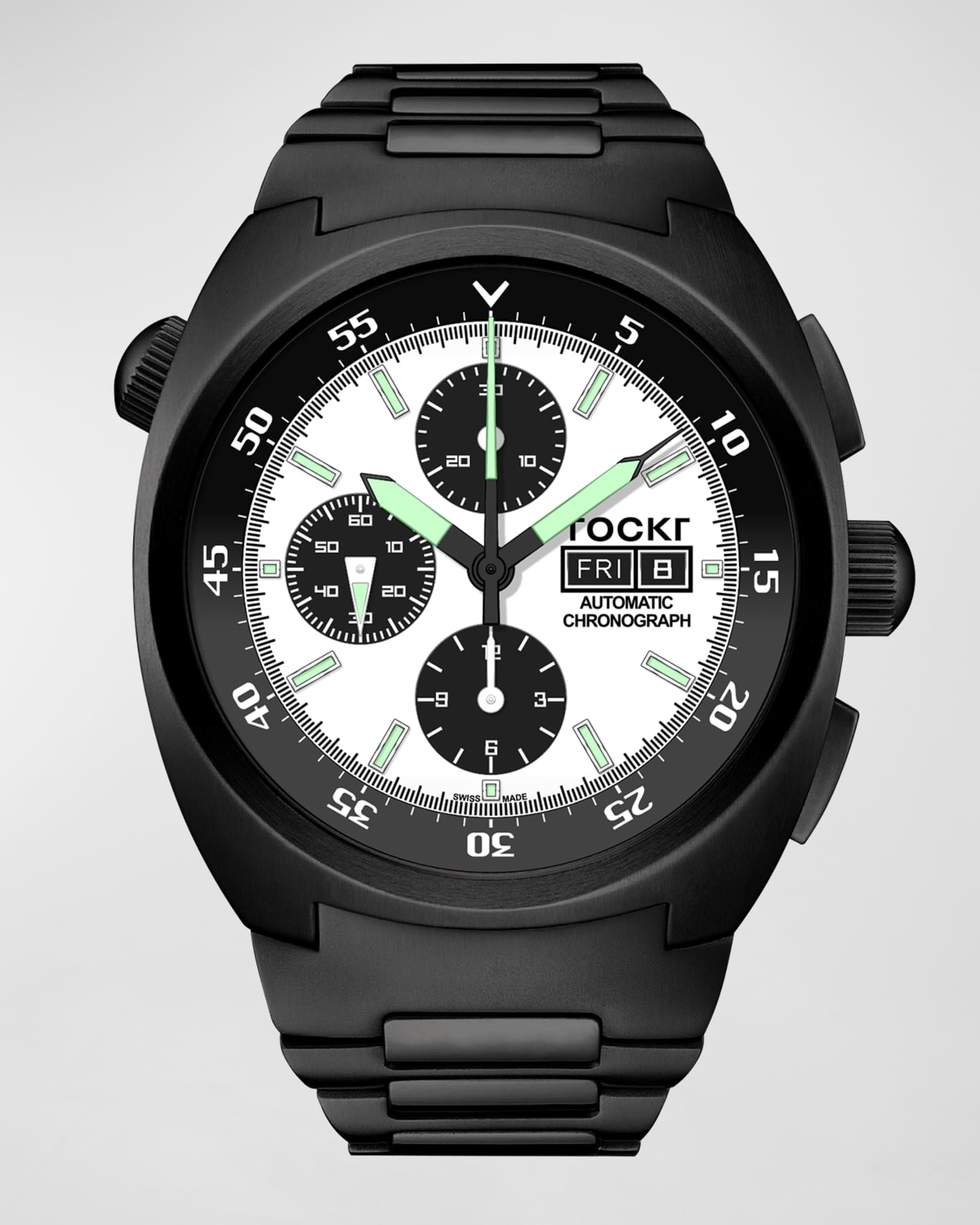 Tockr Watches Men's 45mm Air Defender Panda Stainless Steel Chronograph ...