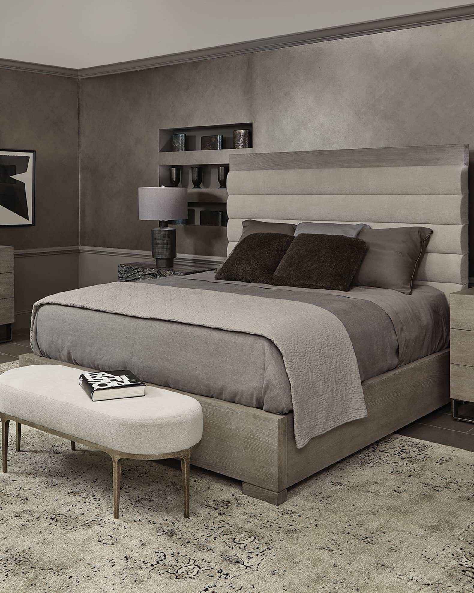 Bernhardt Linea Metal & Upholstered Bench | Neiman Marcus