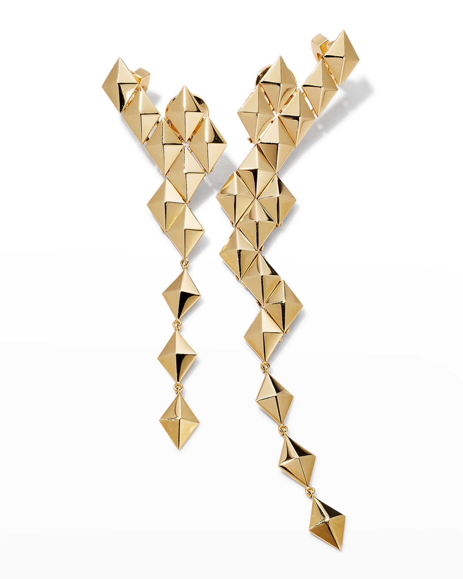 CADAR Python 18k Asymmetrical Long Drop Earrings | Neiman Marcus