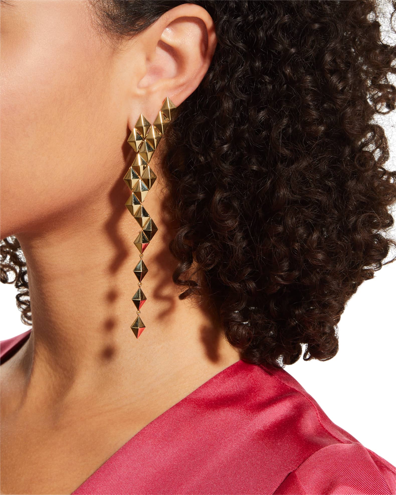 CADAR Python 18k Asymmetrical Long Drop Earrings | Neiman Marcus