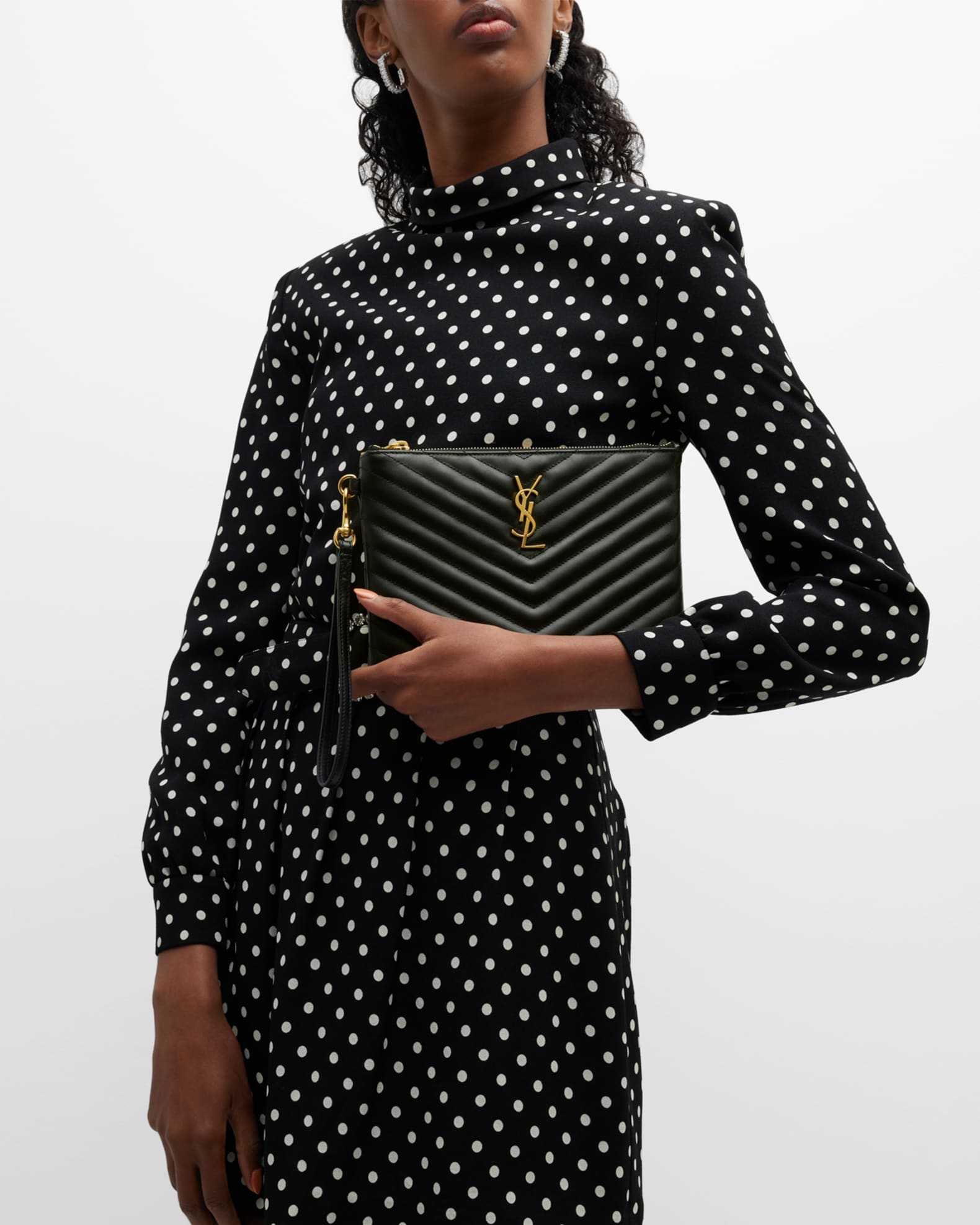 Saint Laurent YSL Monogram Small Pouch in Smooth Leather | Neiman Marcus