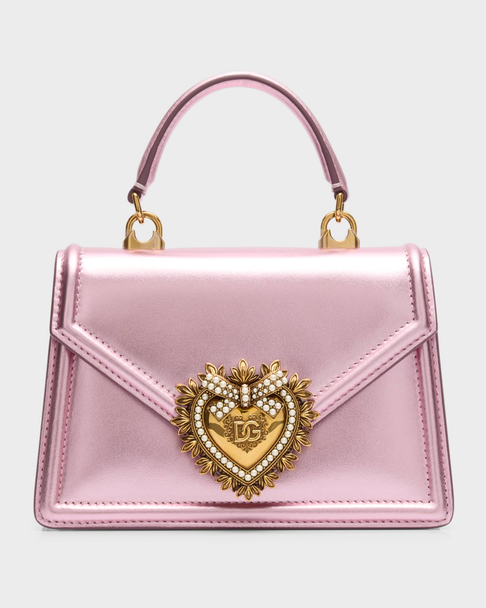 Dolce&Gabbana Devotion Mini Metallic Leather Top-Handle Bag | Neiman Marcus
