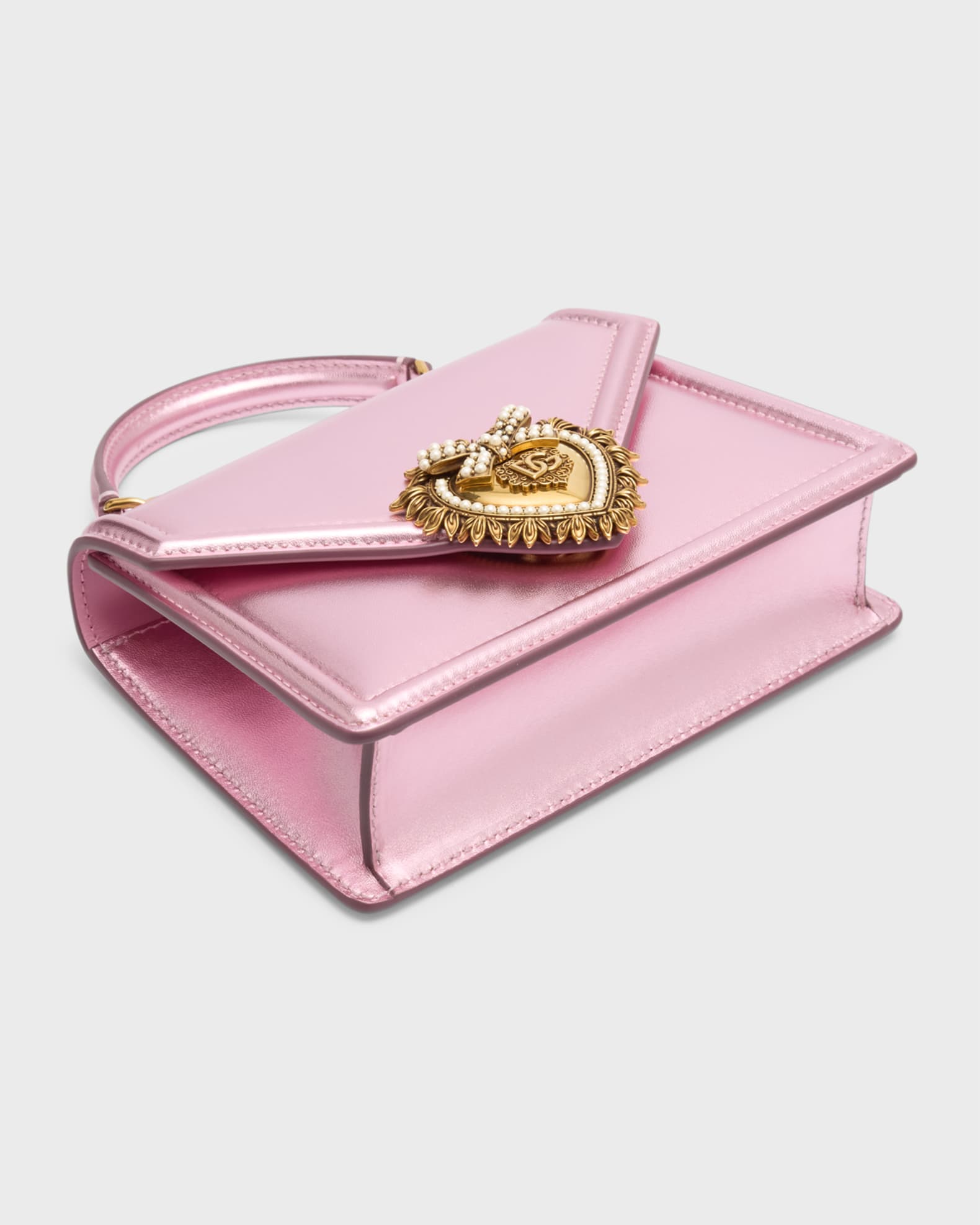 Dolce&Gabbana Devotion Mini Metallic Leather Top-Handle Bag | Neiman Marcus