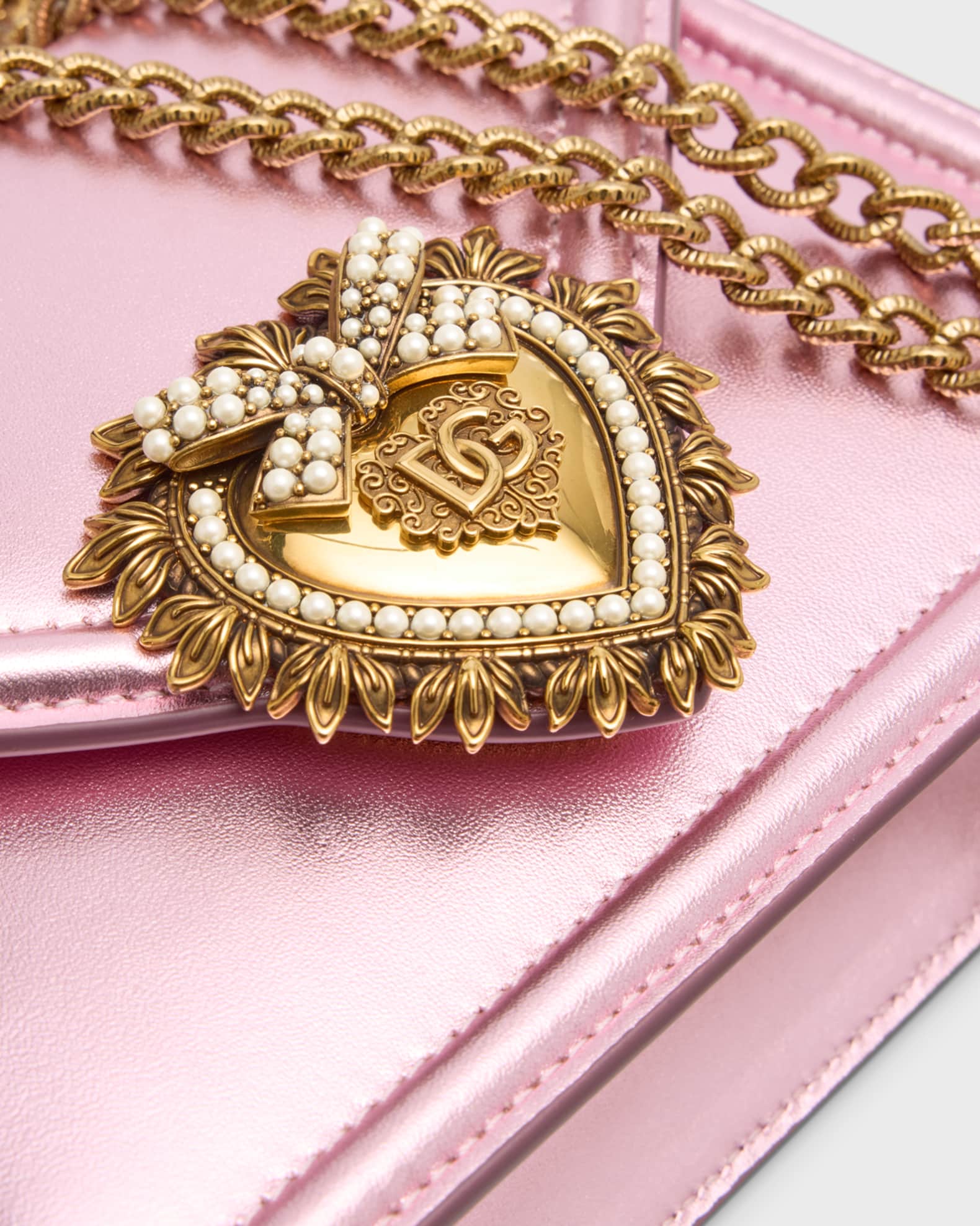 Dolce&Gabbana Devotion Mini Metallic Leather Top-Handle Bag | Neiman Marcus