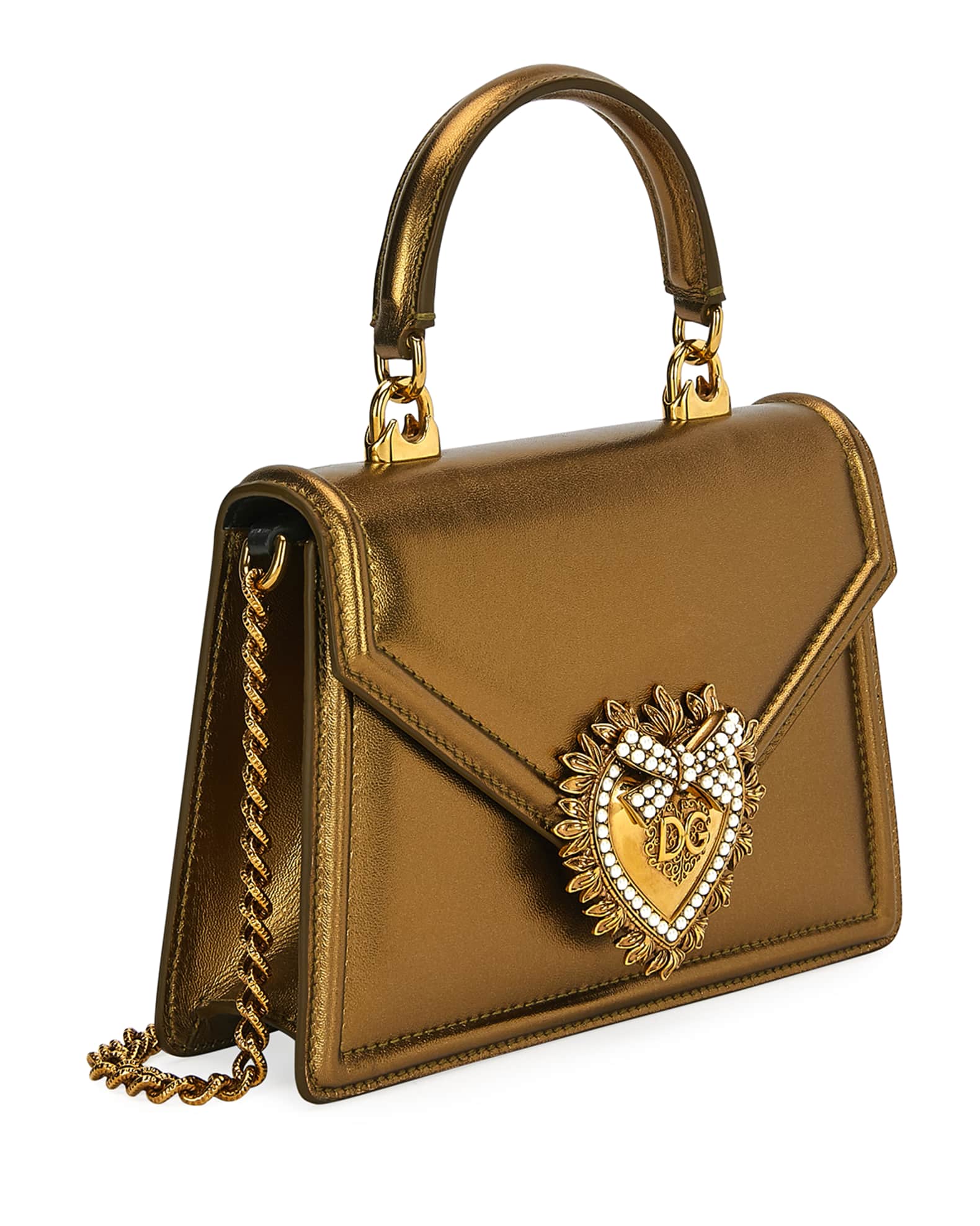 Dolce&Gabbana Devotion Mini Metallic Leather Top-Handle Bag | Neiman Marcus