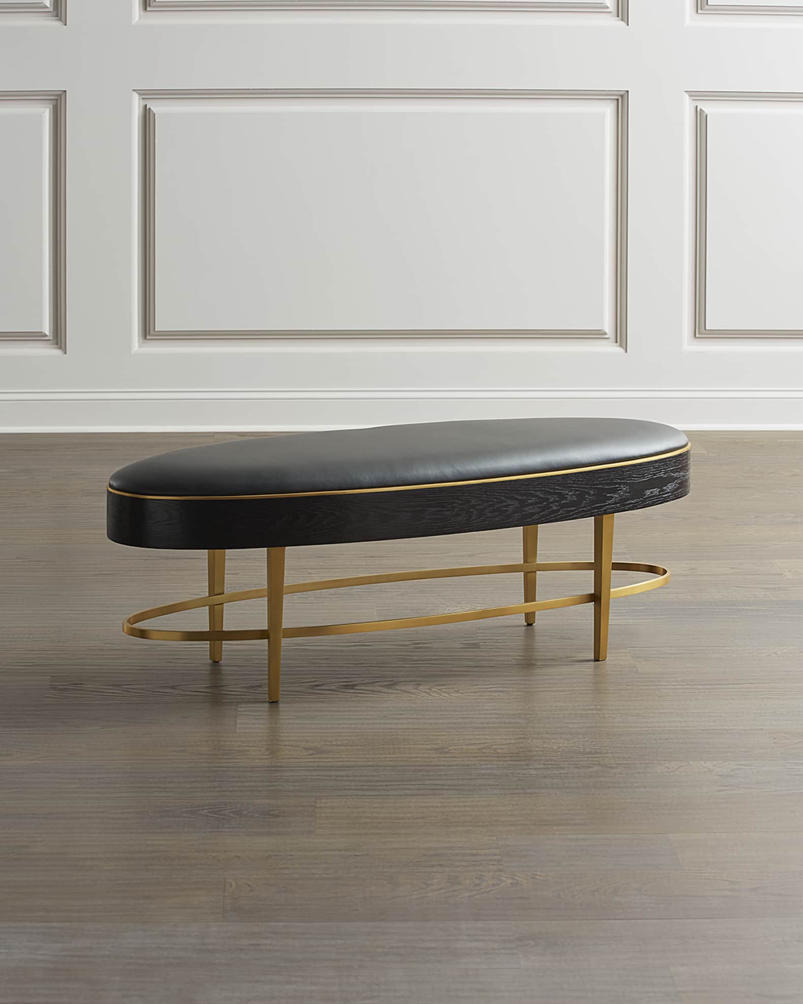 Global Views Ellipse Leather Oval Bench | Neiman Marcus