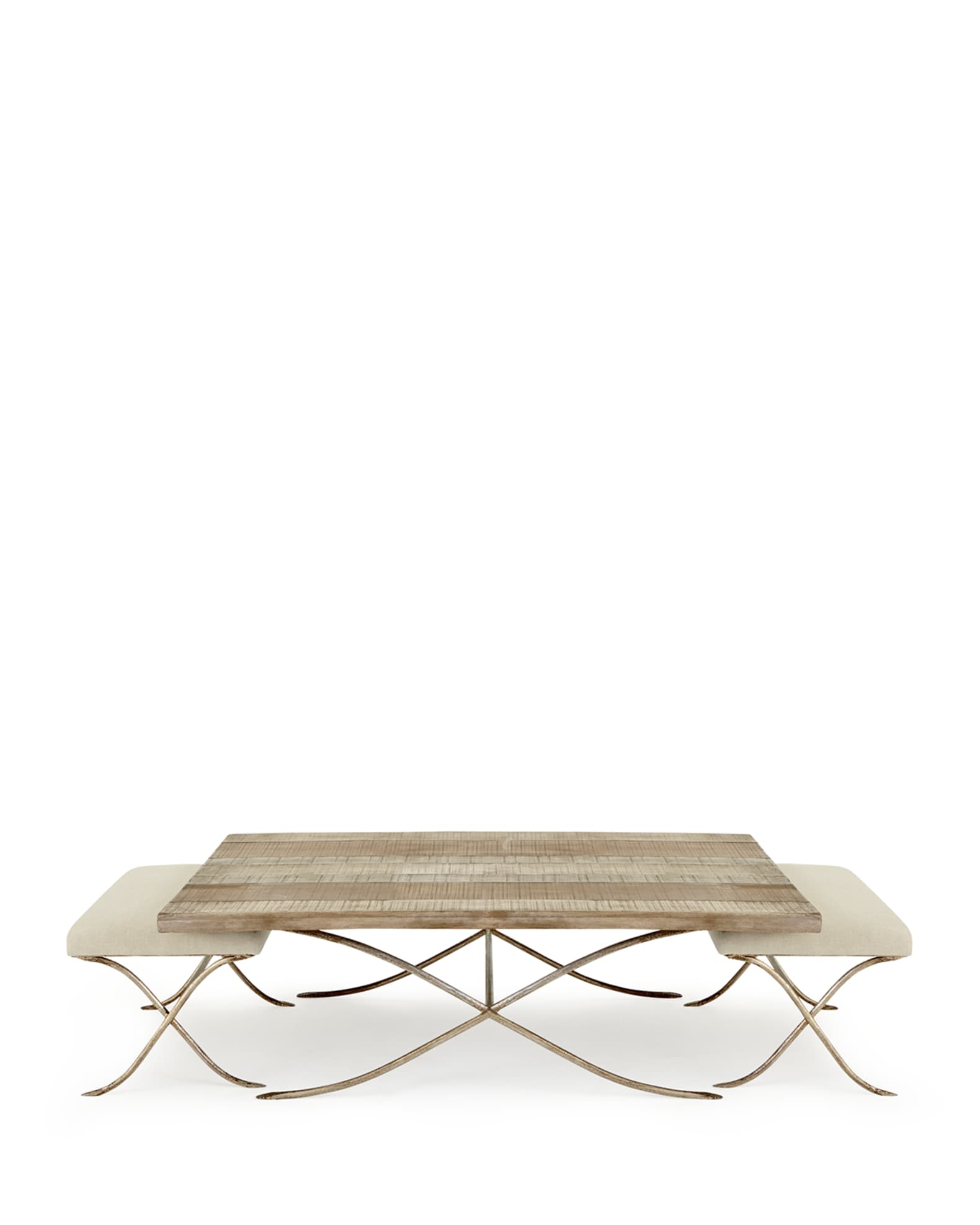 Peninsula Home Collection Kye Coffee Table with Two Stools | Neiman Marcus