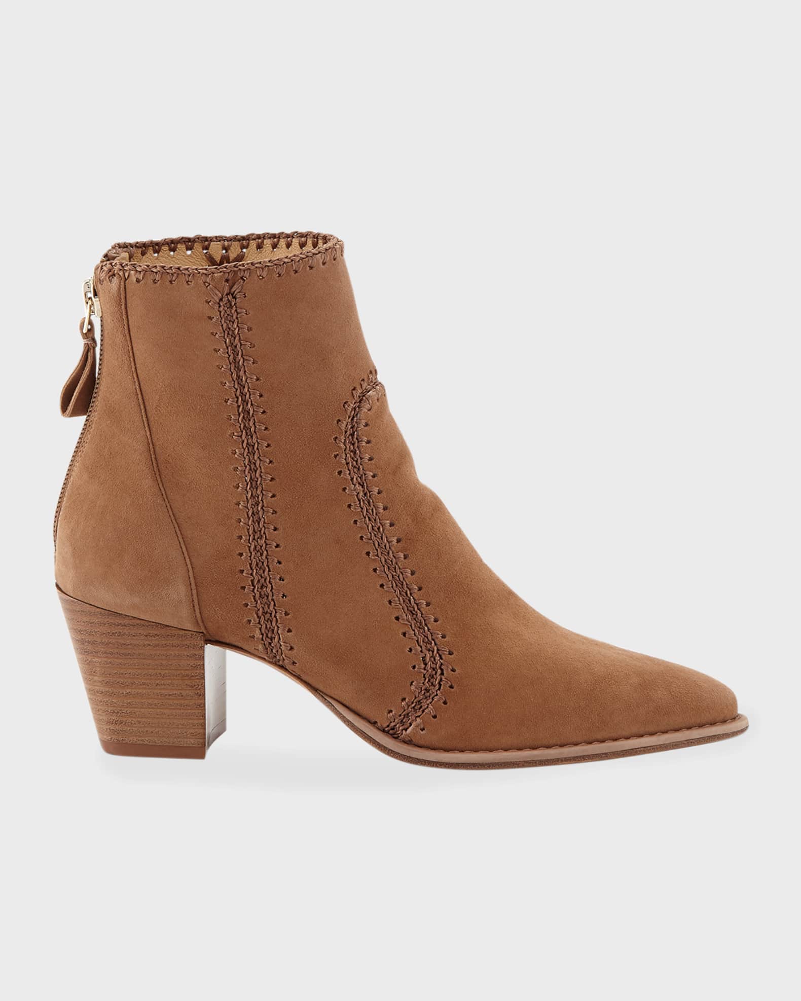 Alexandre Birman Benta Suede Stitched Booties | Neiman Marcus
