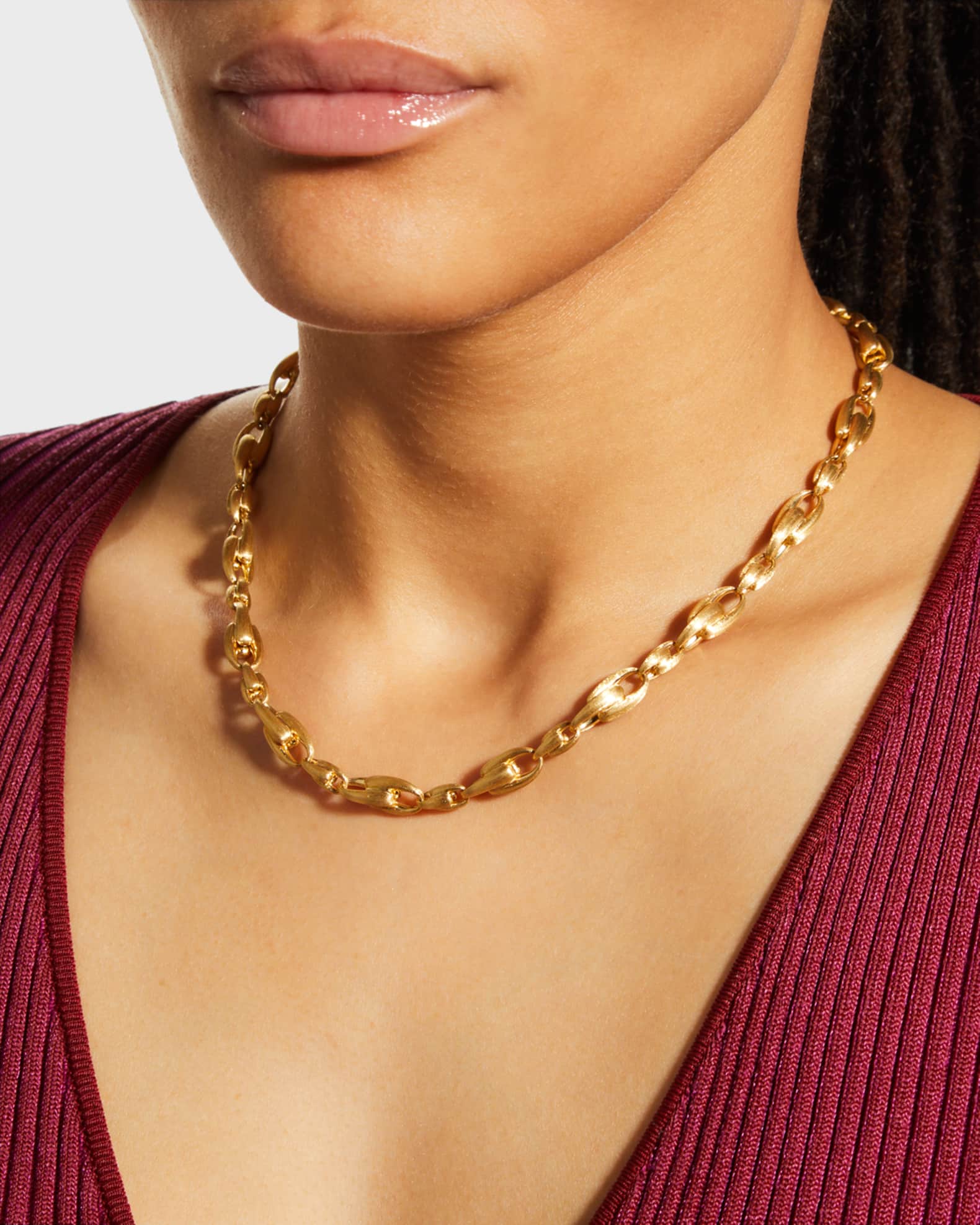 Marco Bicego Lucia 18k Gold Interlock Chain Necklace, 17"L | Neiman Marcus