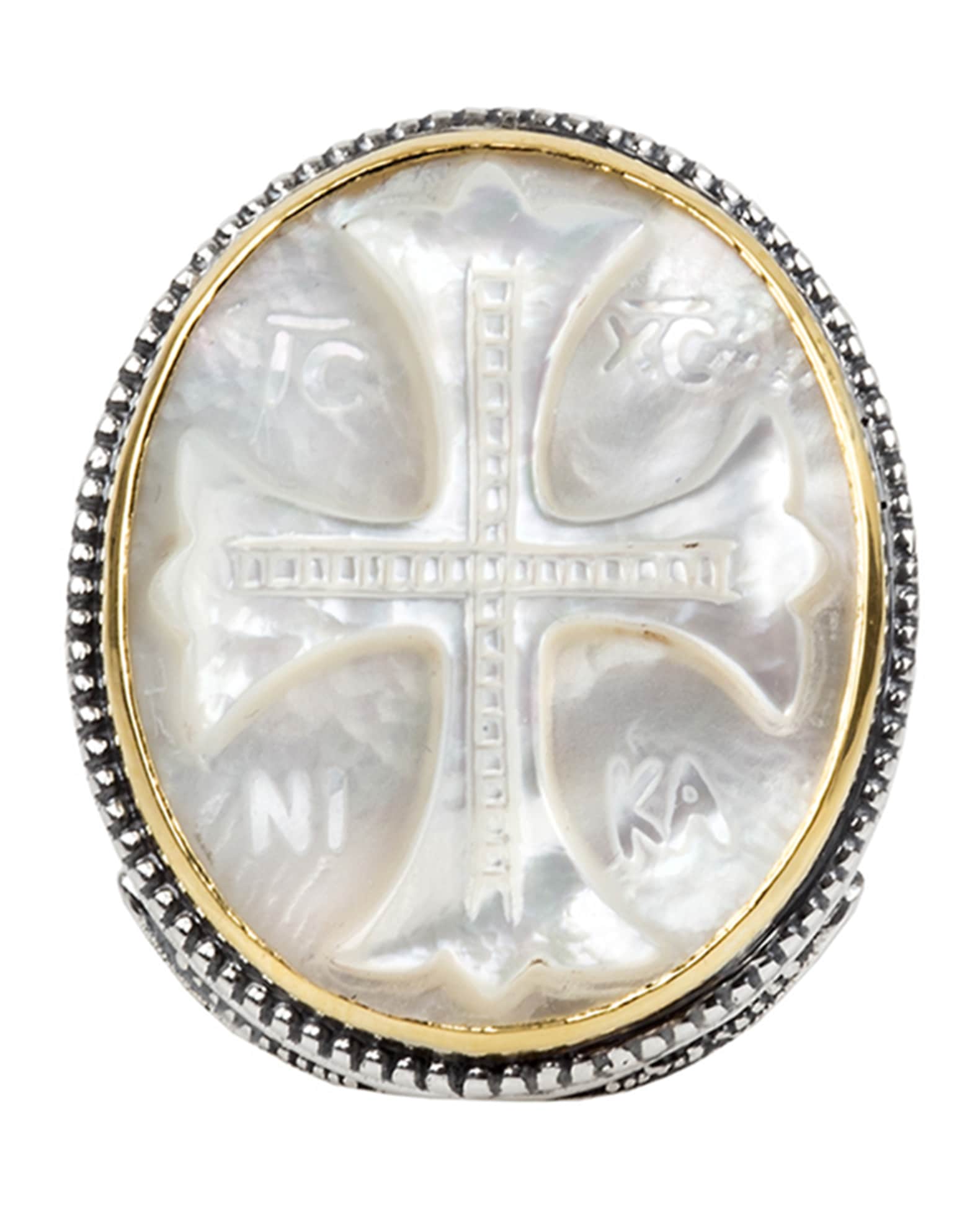 Konstantino Mother-of-Pearl Cross Ring, Size 7 | Neiman Marcus