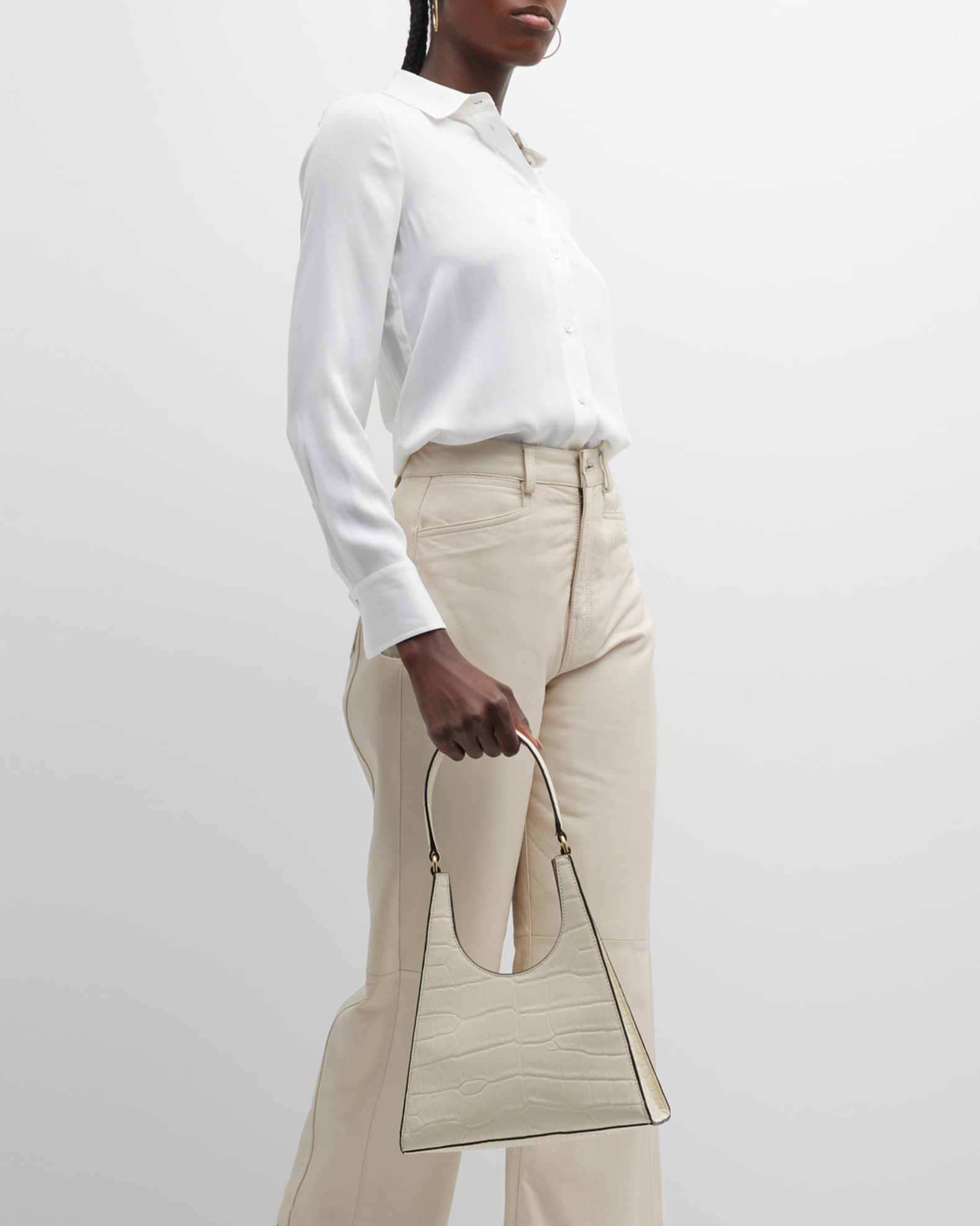 Staud Rey Croc-Embossed Hobo Bag | Neiman Marcus