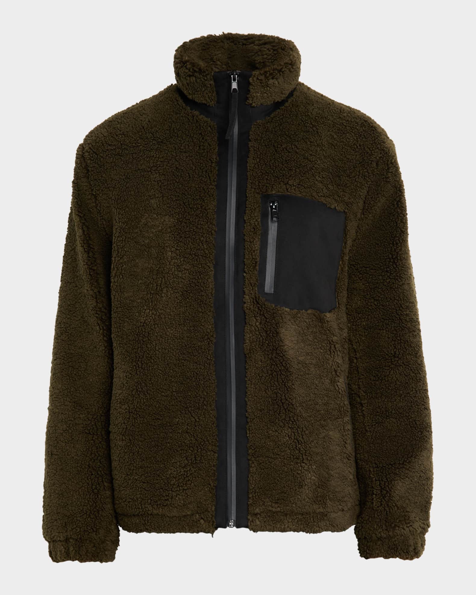 Vince Men's Faux Sherpa Zip-Up Jacket | Neiman Marcus