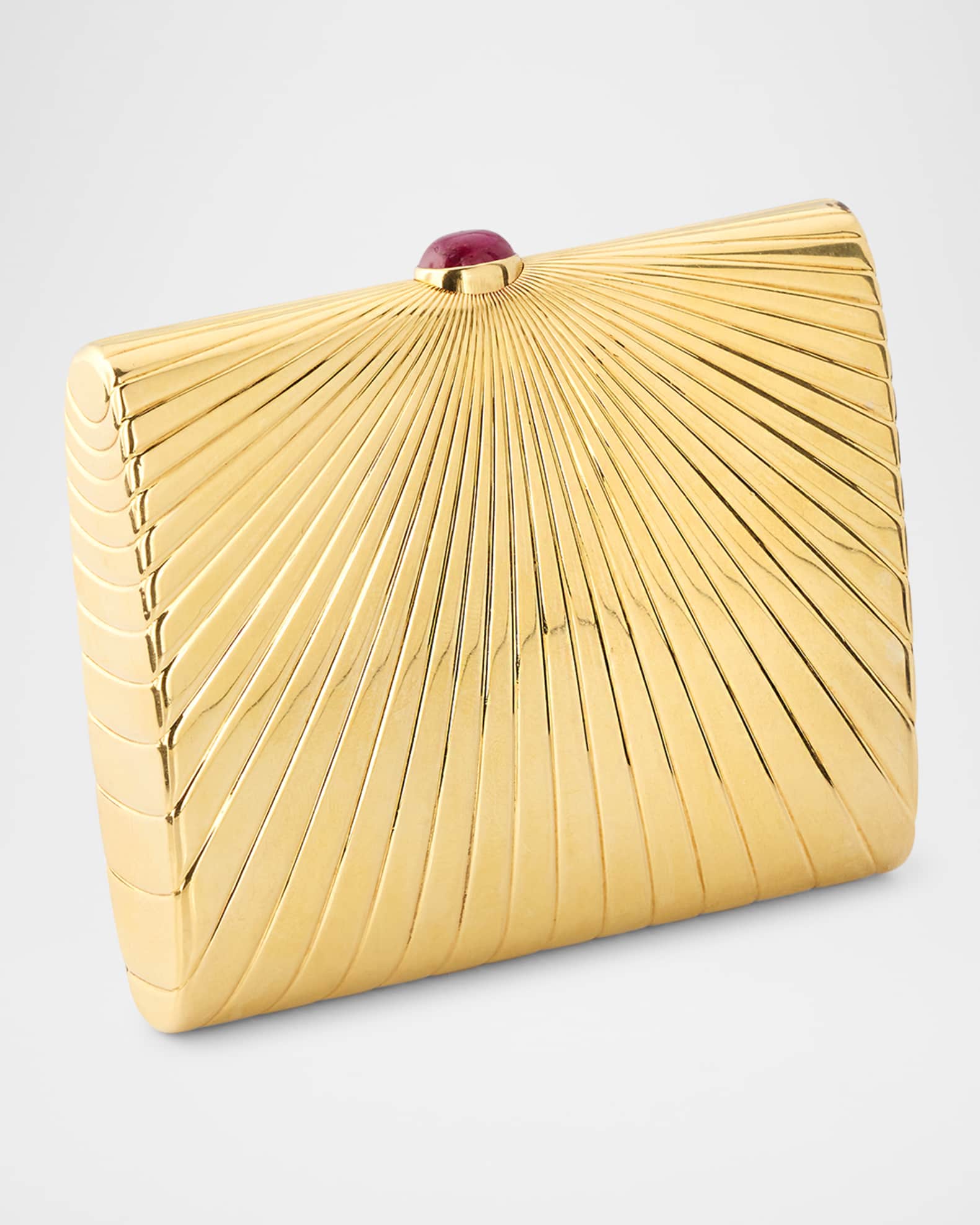 NM Estate Estate Cartier 18K Yellow Gold Cabochon Ruby Compact Mirror ...