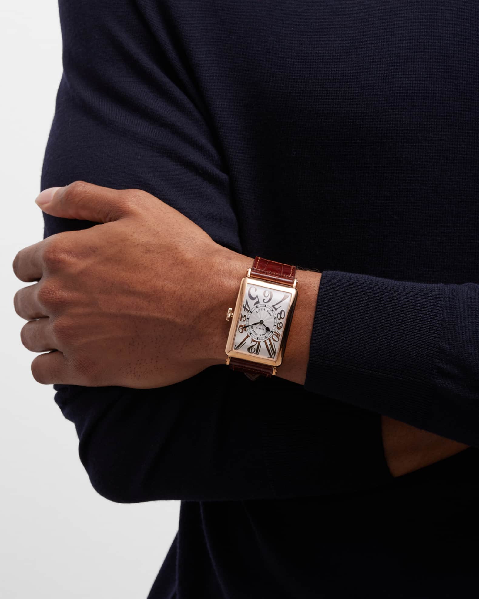 Franck Muller Men's Long Island 18K Rose Gold White Dial Watch with ...