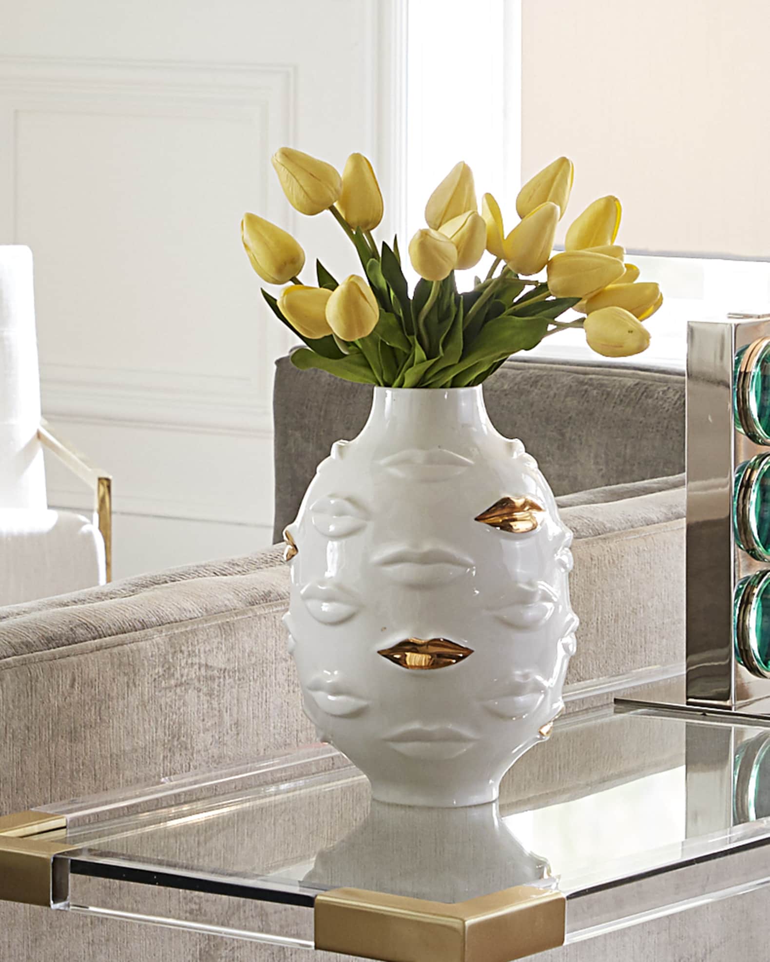 Jonathan Adler Gilded Muse Gala Round Vase | Neiman Marcus