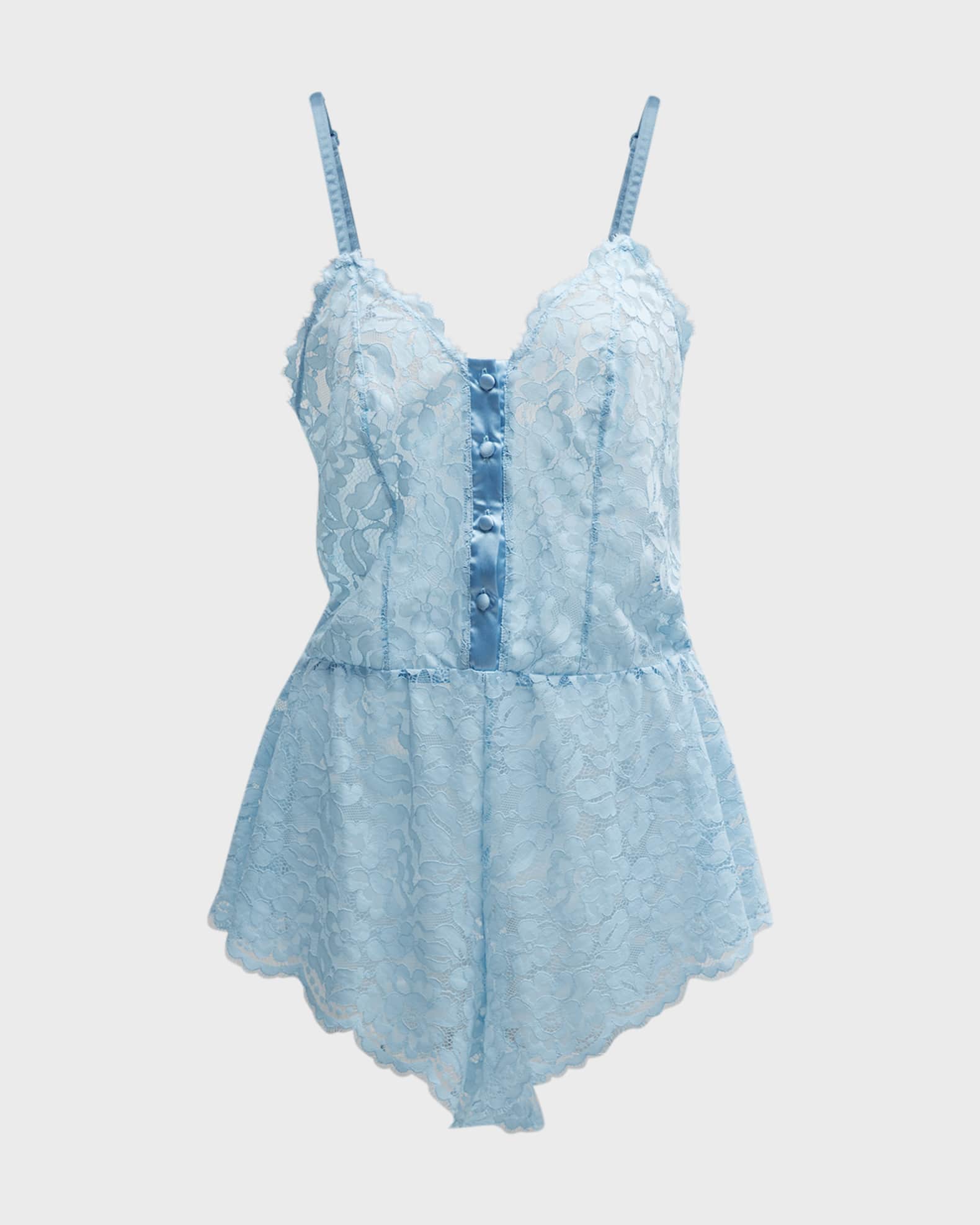 Cosabella Magnolia Semisheer Lace Teddy Romper | Neiman Marcus