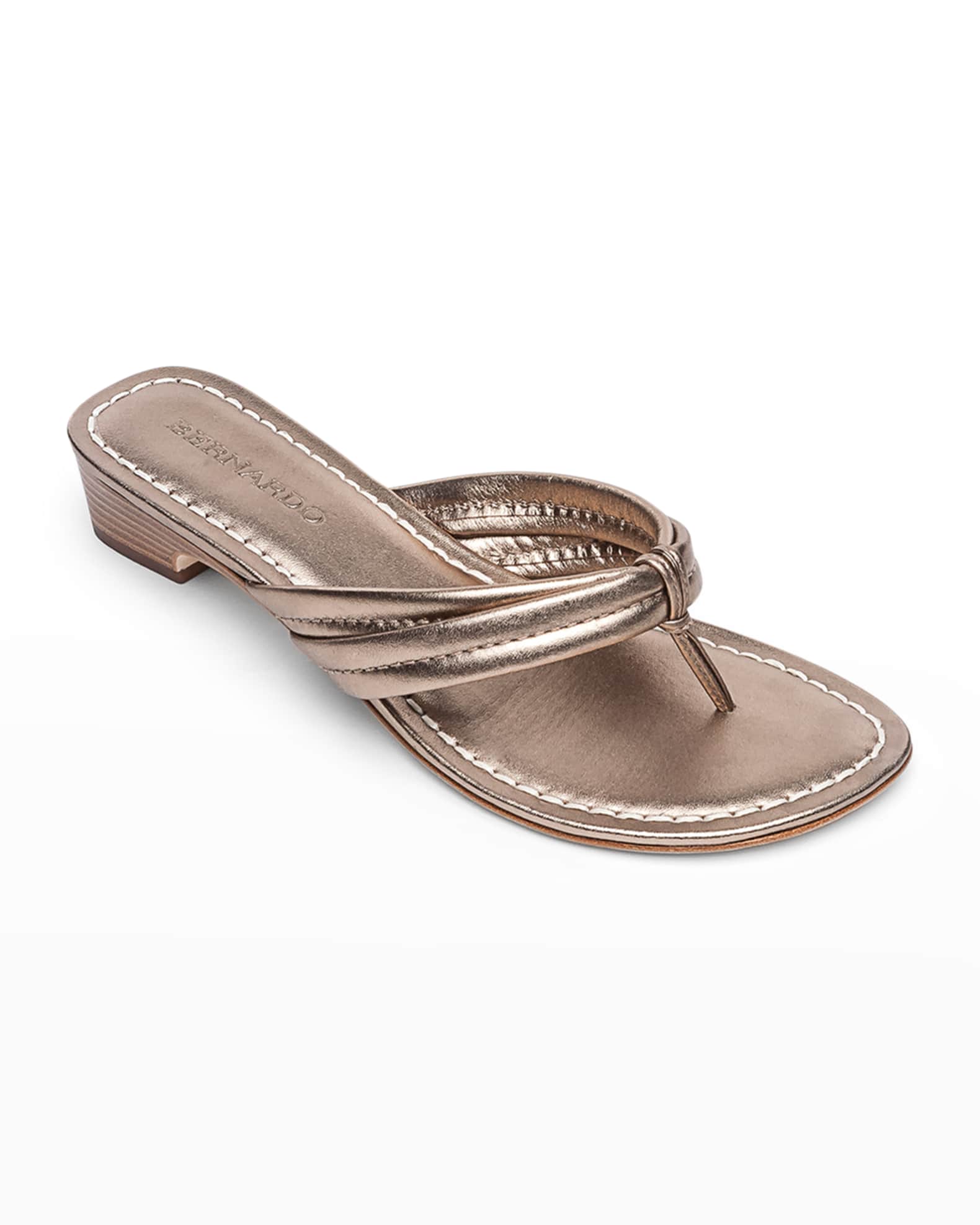 Bernardo Miami Metallic Thong Sandals, Gray | Neiman Marcus