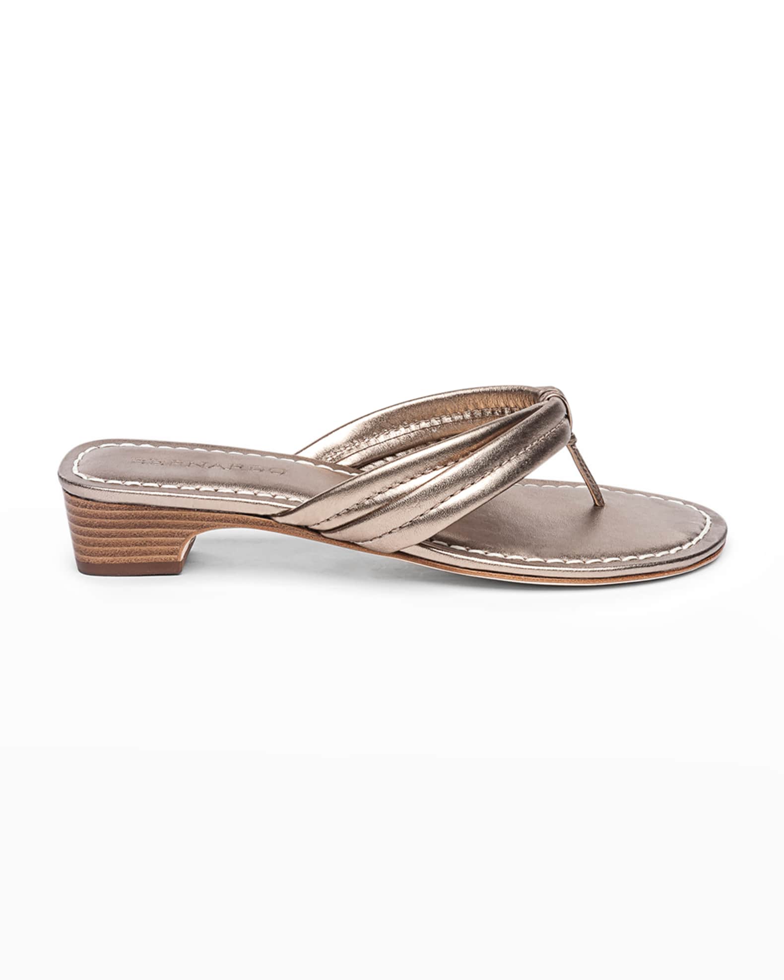 Bernardo Miami Metallic Thong Sandals, Gray | Neiman Marcus