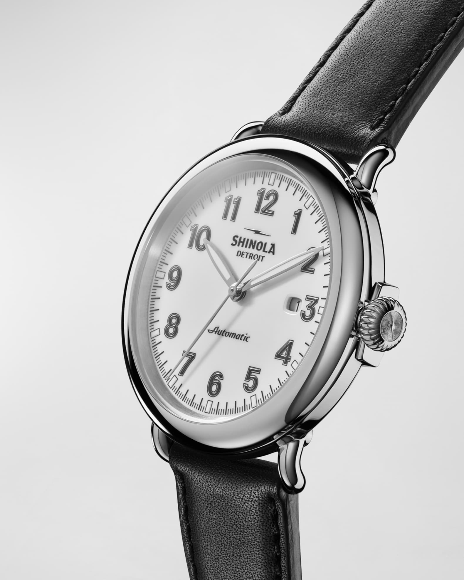 Shinola Men's 45mm Runwell Automatic Watch, Black | Neiman Marcus