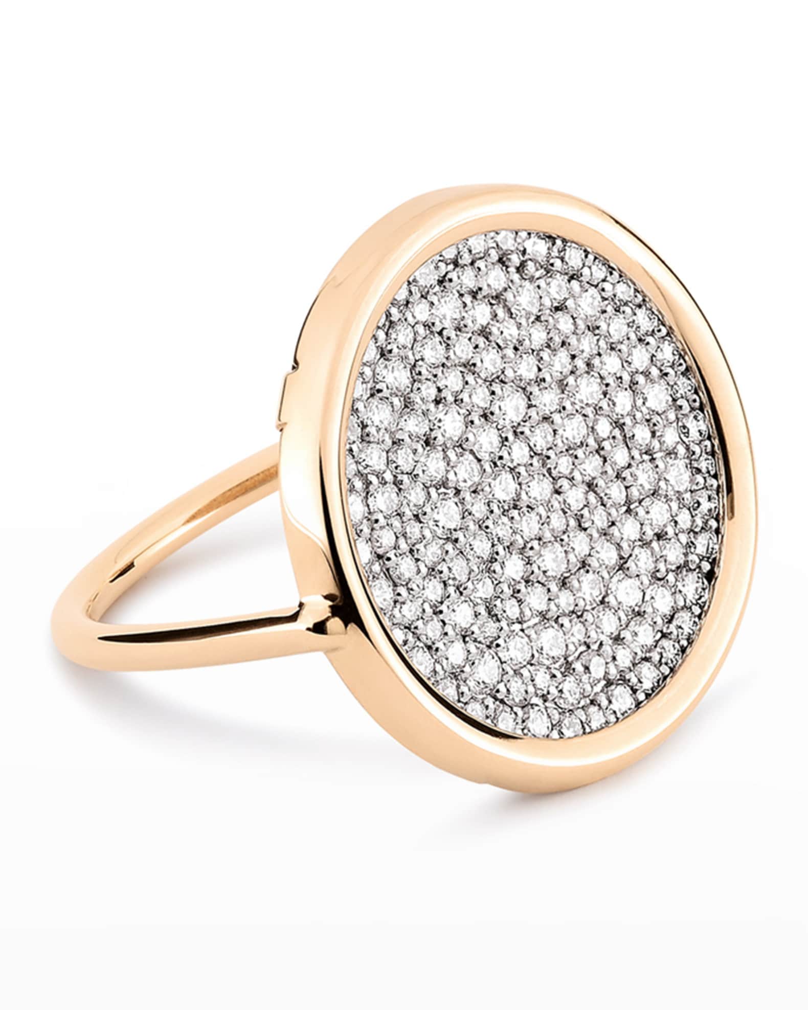 GINETTE NY Ever 18k Rose Gold White Diamond Disc Ring, Size 6 | Neiman ...