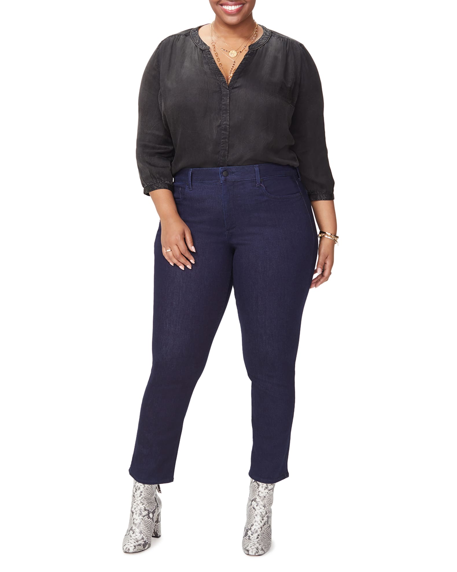 NYDJ Plus Plus Size Sheri Slim-Leg Ankle Jeans | Neiman Marcus