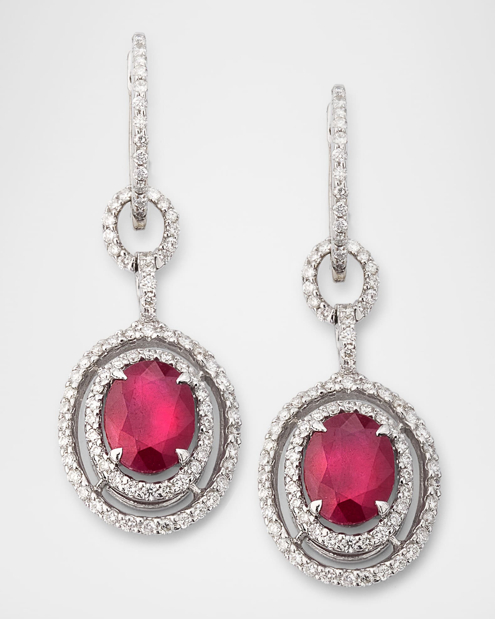 Piranesi 18K White Gold Ruby and Diamond Drop Earrings | Neiman Marcus