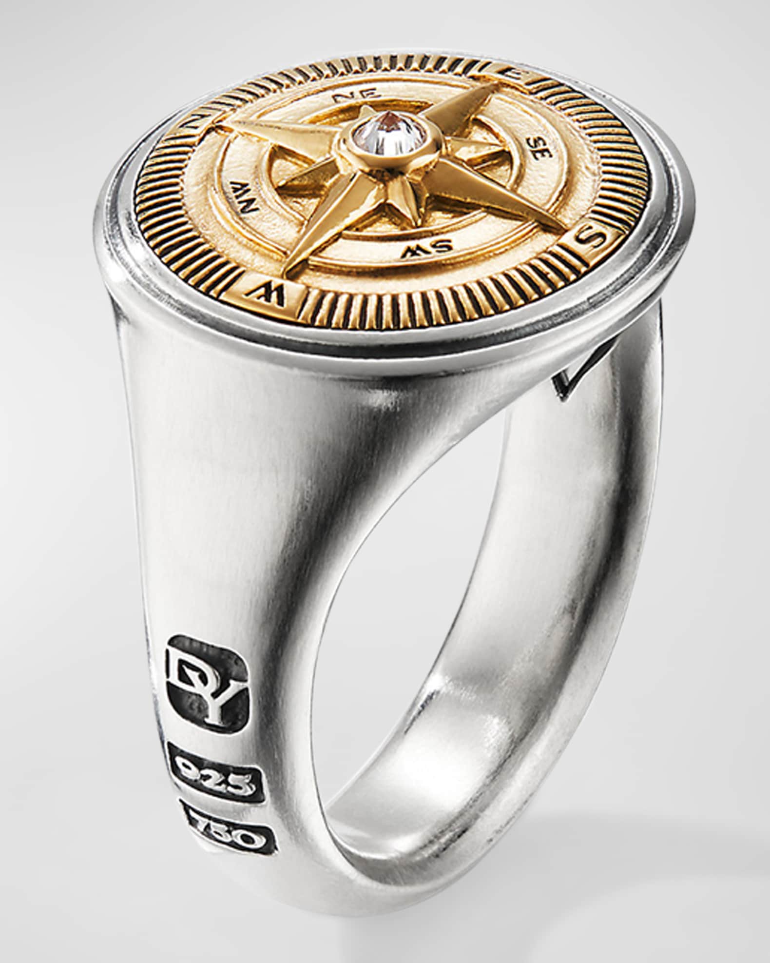 David Yurman Men's Maritime Compass Signet Ring w/ Diamonds | Neiman Marcus