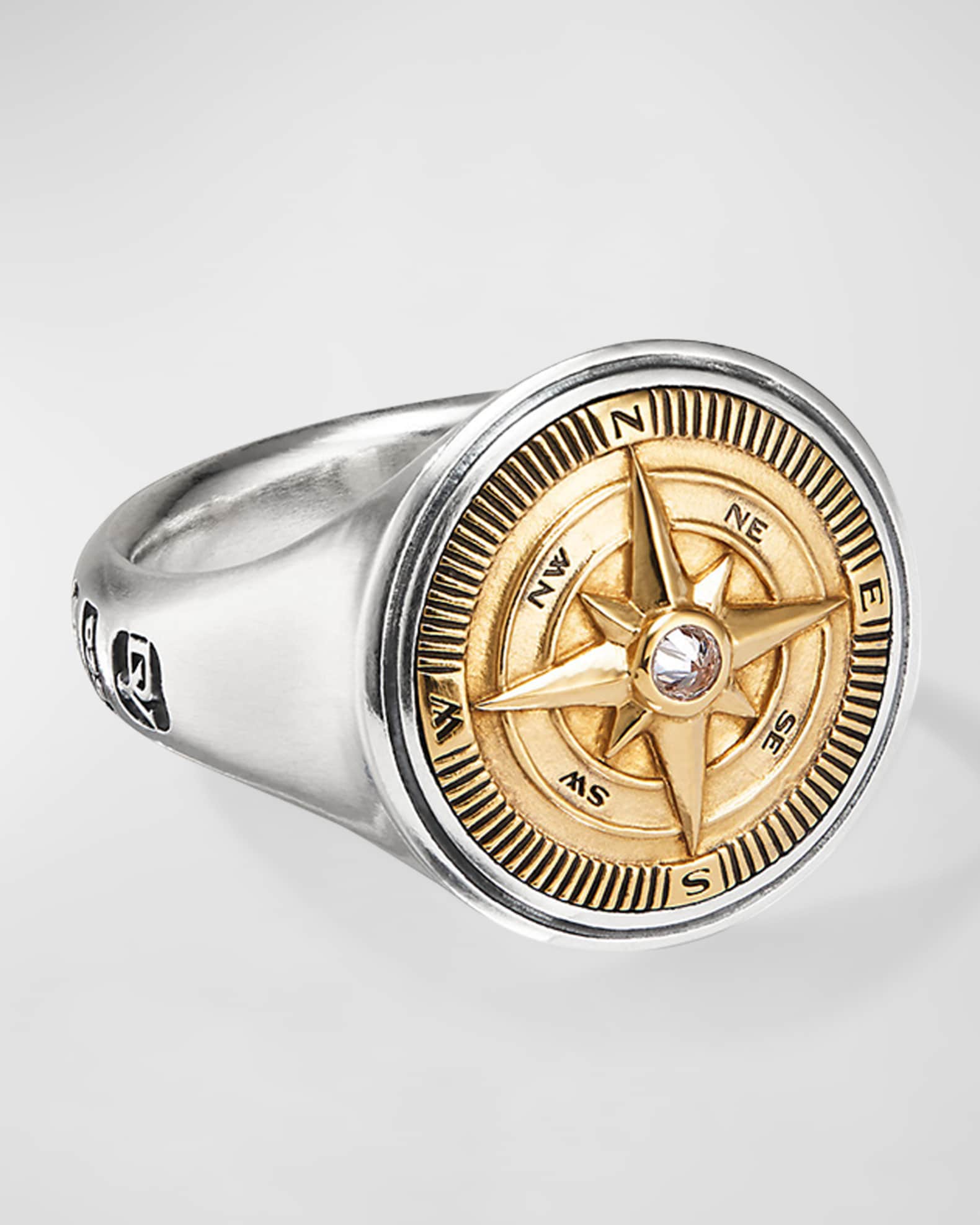 David Yurman Men's Maritime Compass Signet Ring w/ Diamonds | Neiman Marcus