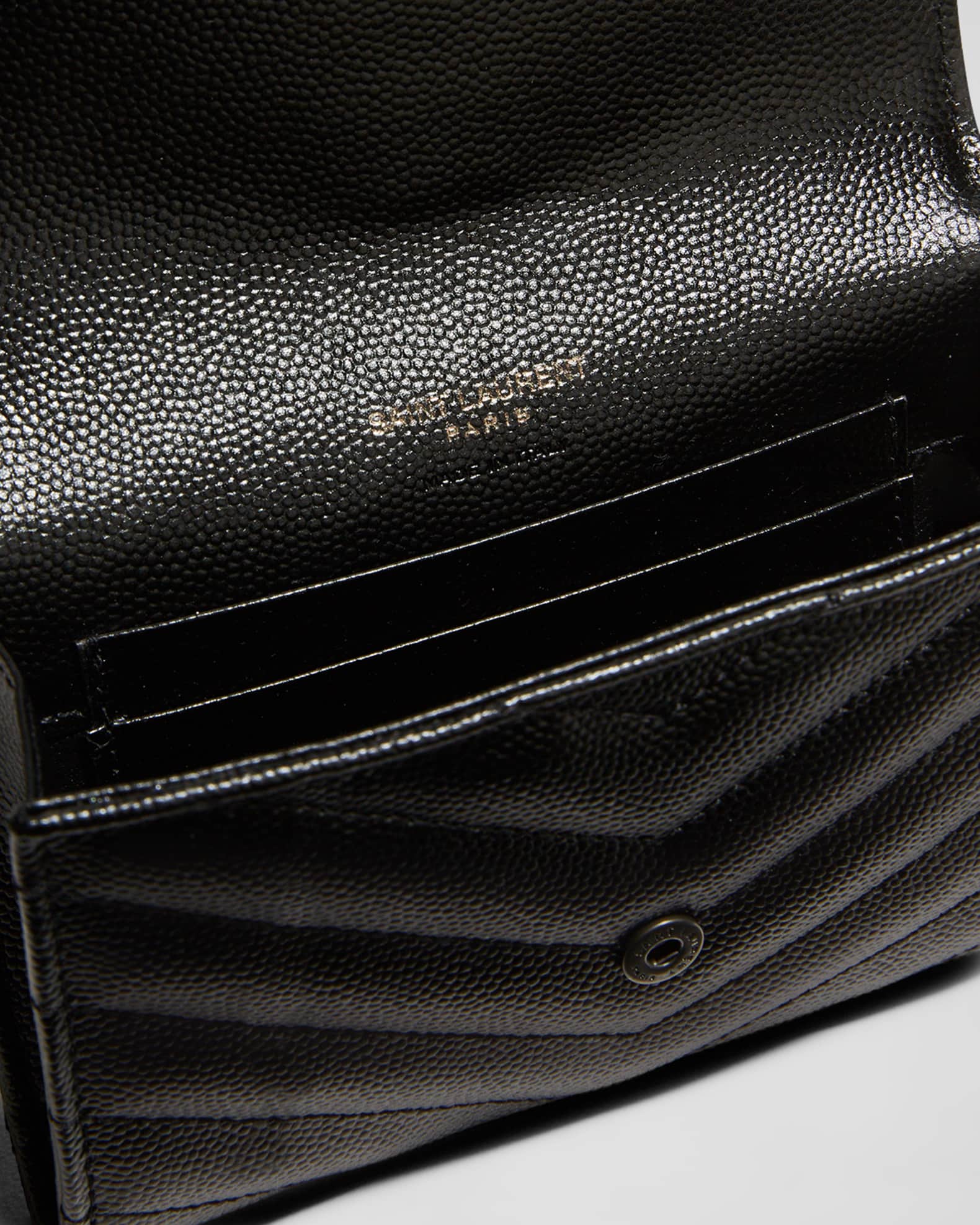 Saint Laurent YSL Monogram Small Flap Wallet in Grained Leather ...