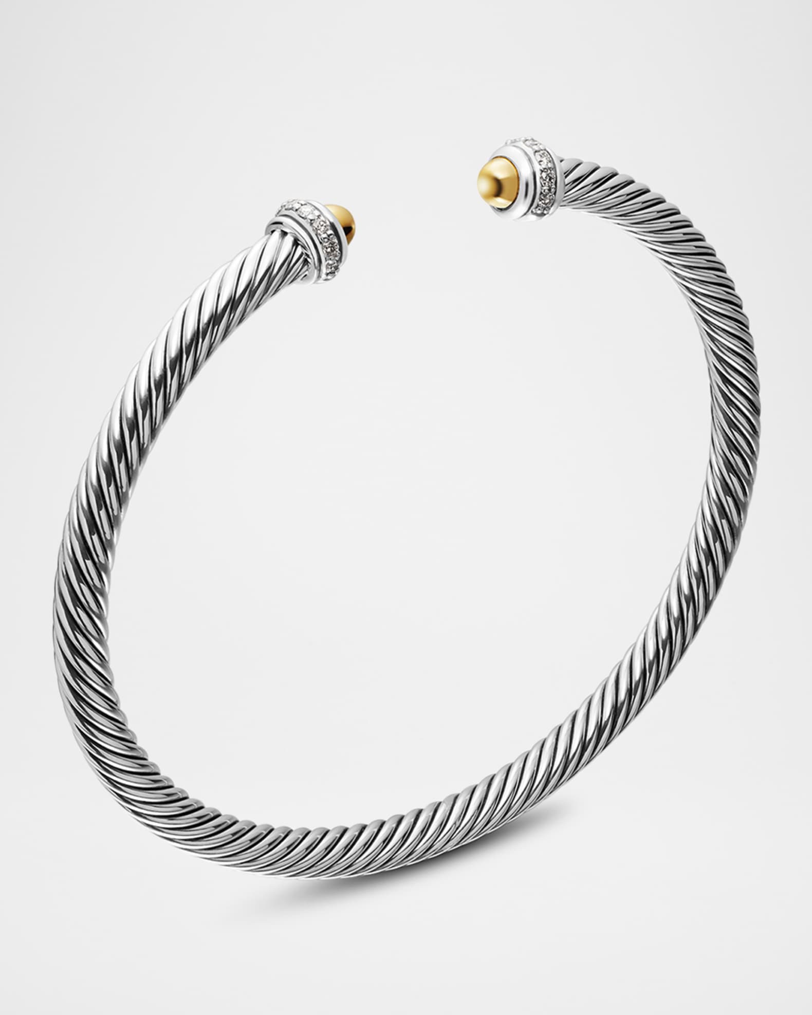 David Yurman Cable Bracelet in Silver with 18K Gold and Diamond, 4mm ...