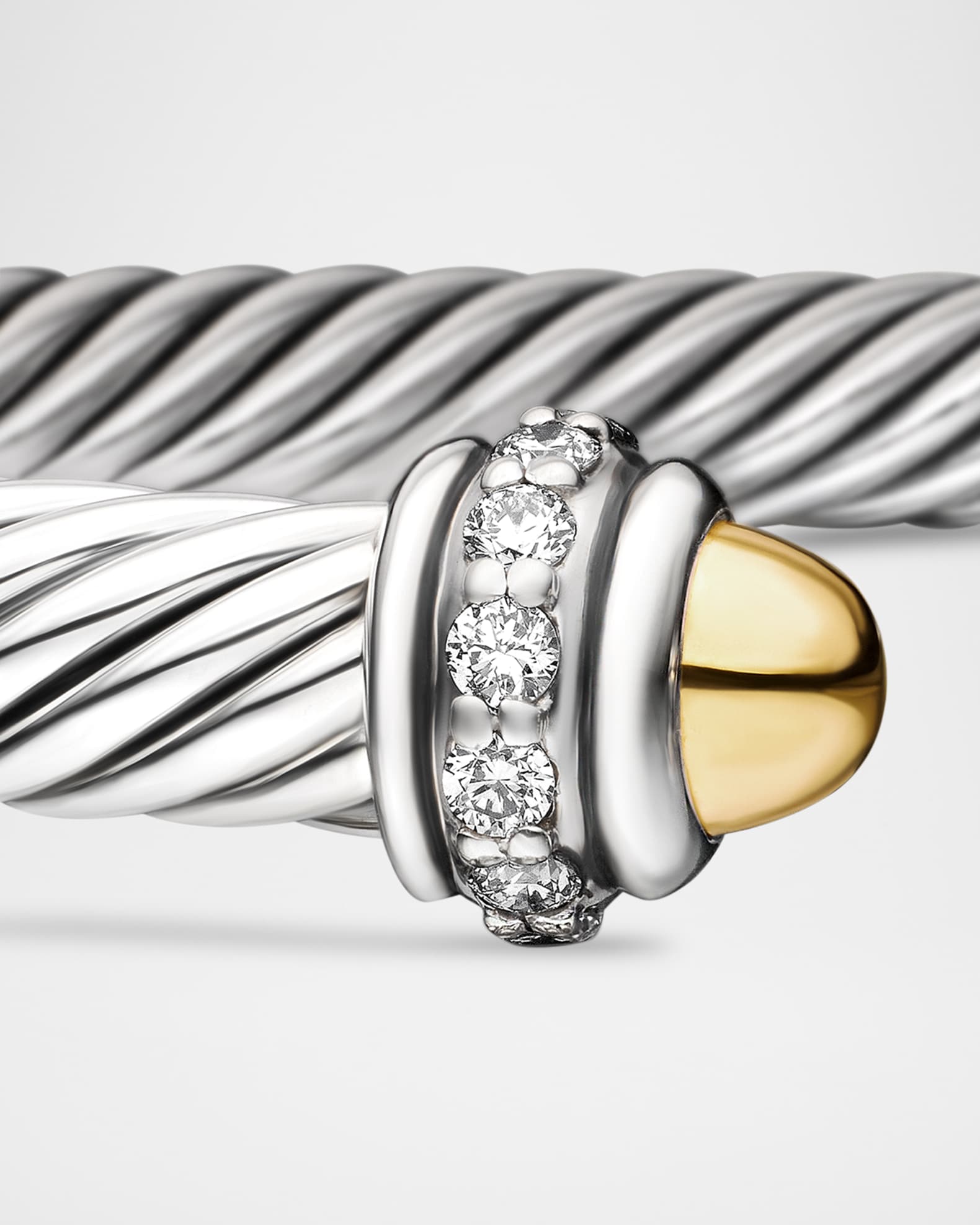 David Yurman Cable Bracelet in Silver with 18K Gold and Diamond, 4mm ...